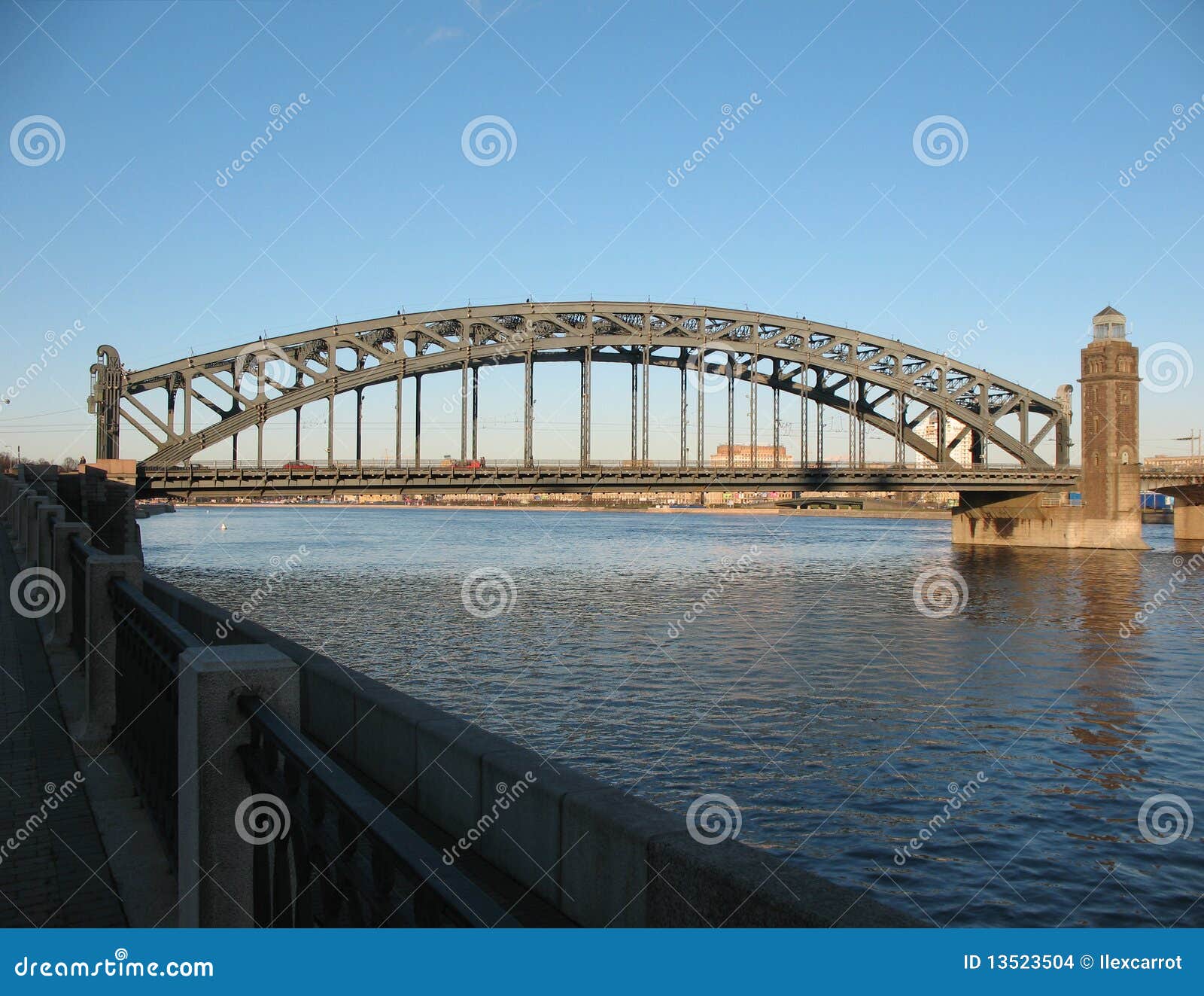 Bridge Peter the Great. stock photo. Image of river, flight - 13523504