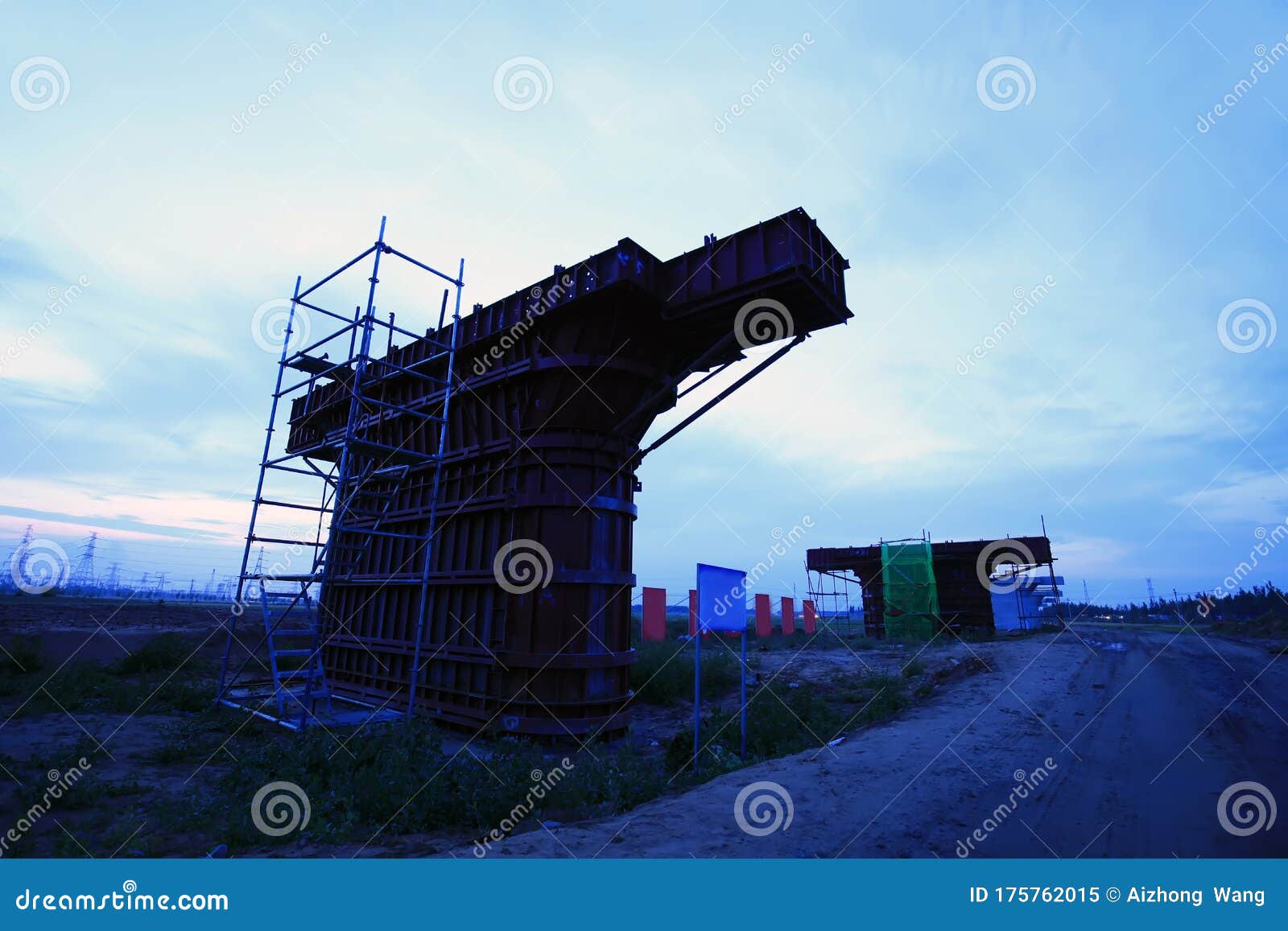 Bridge Pier in Construction Site Stock Image - Image of site, outdoor ...