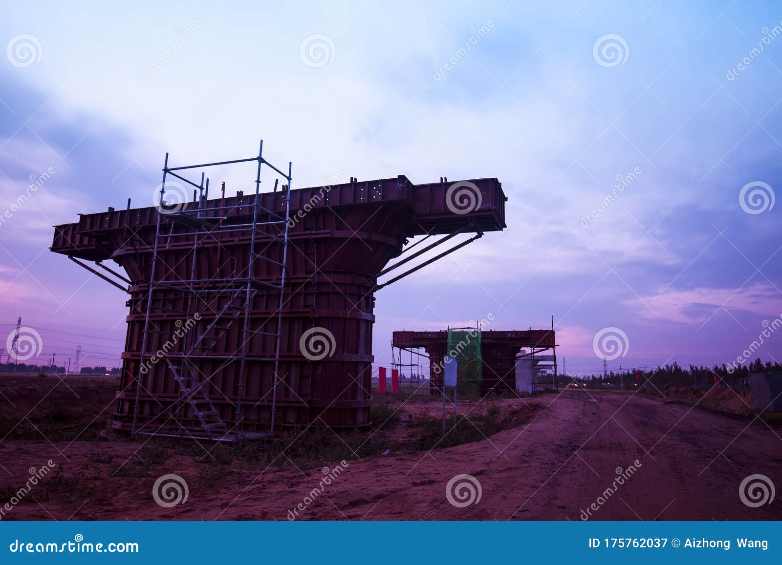 Bridge Pier in Construction Site Stock Image - Image of installing ...