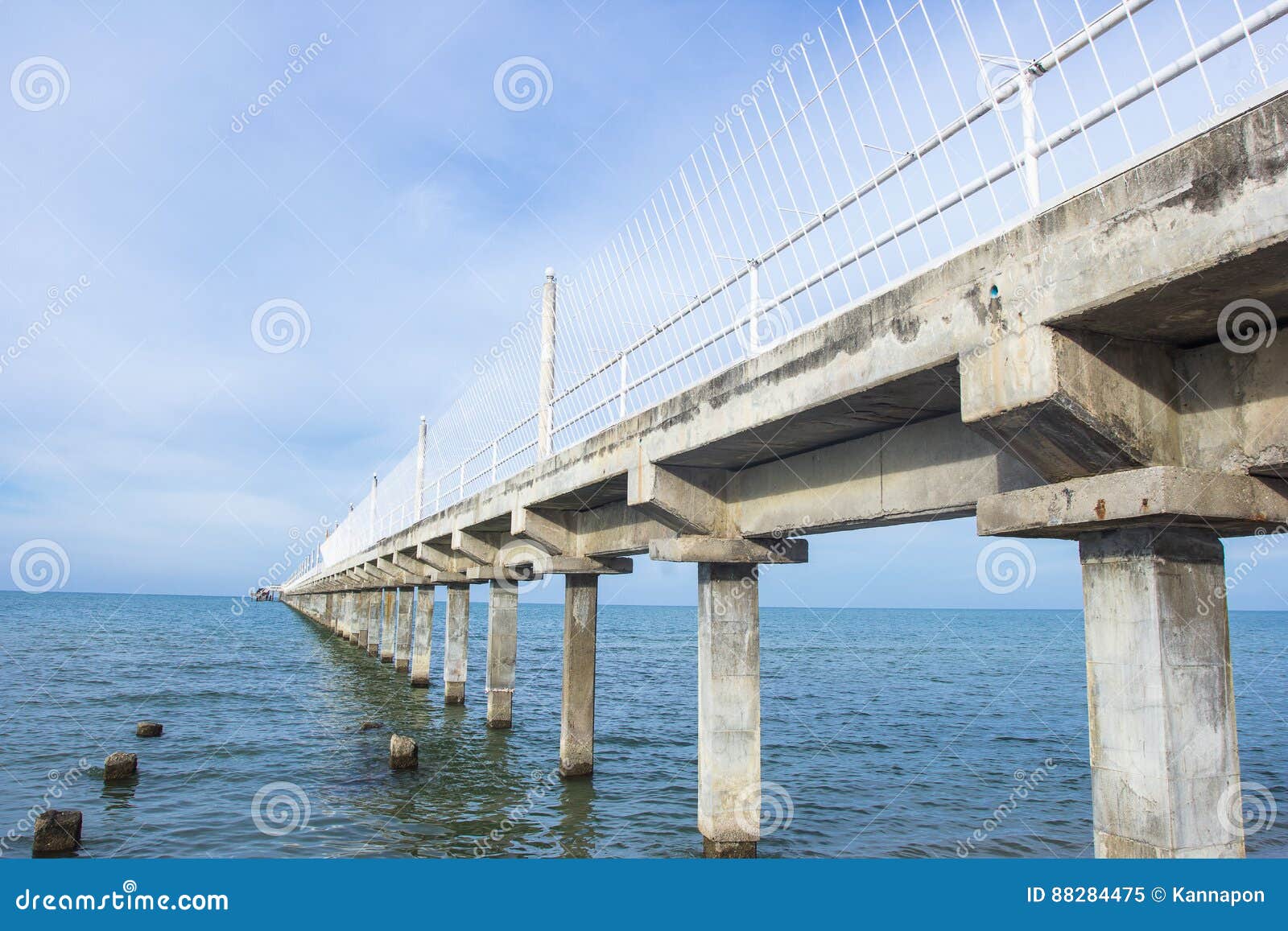 Bridge Pier Extending into the Sea Stock Image - Image of developing ...
