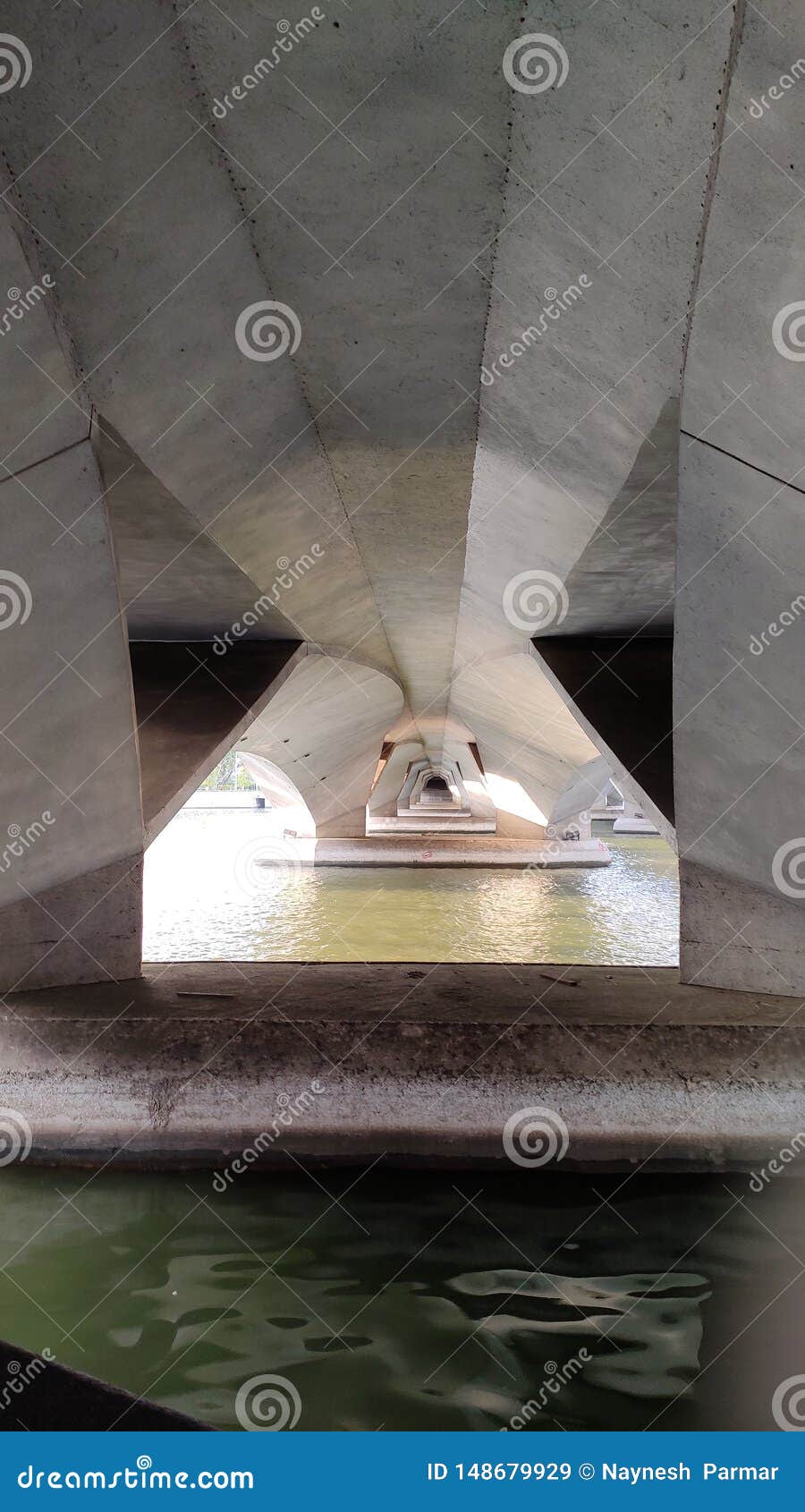 Bridge Pillar Design at River Stock Image - Image of clean, shapes ...