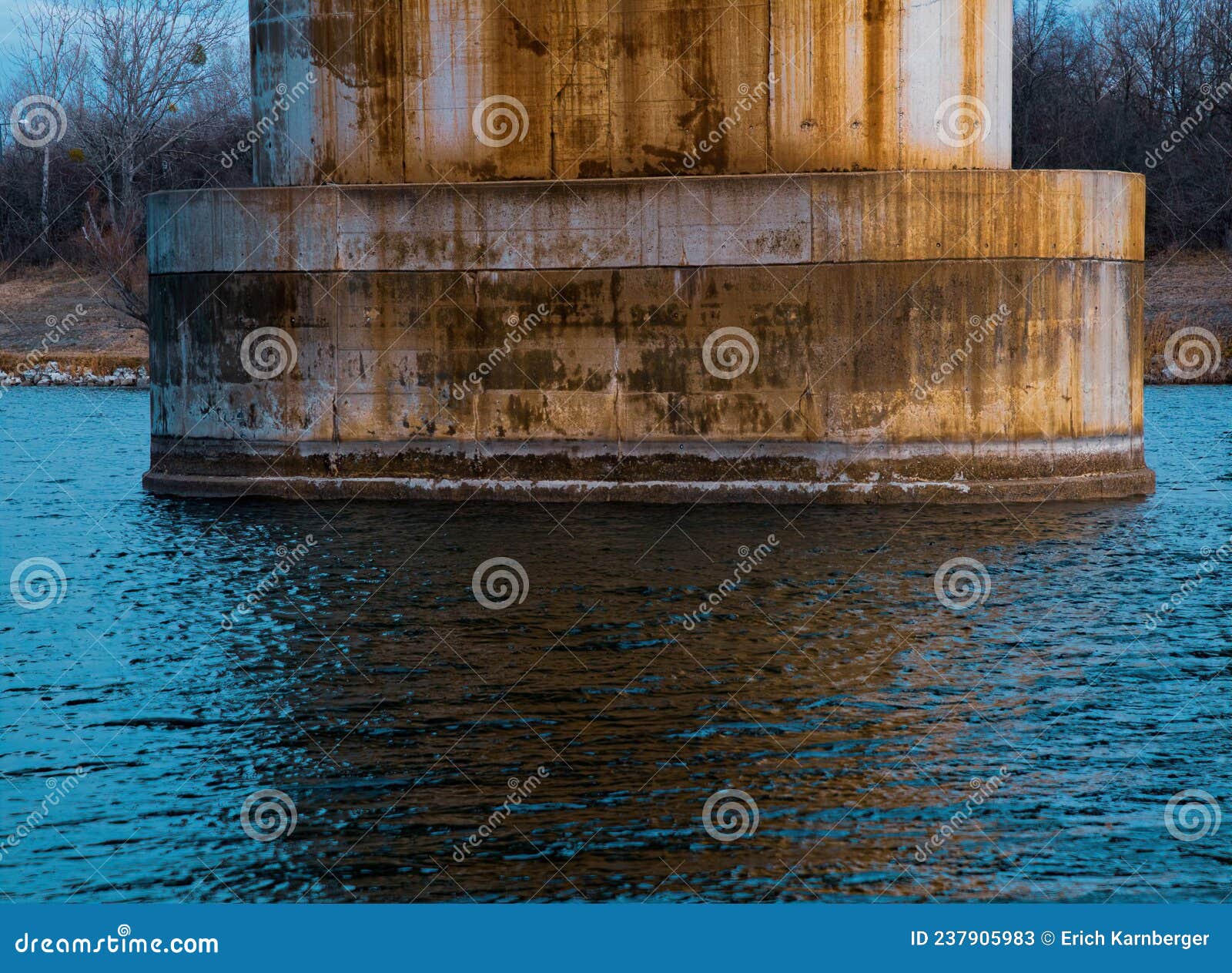 Bridge Pillar in River Water Stock Image - Image of bridge, reflection ...
