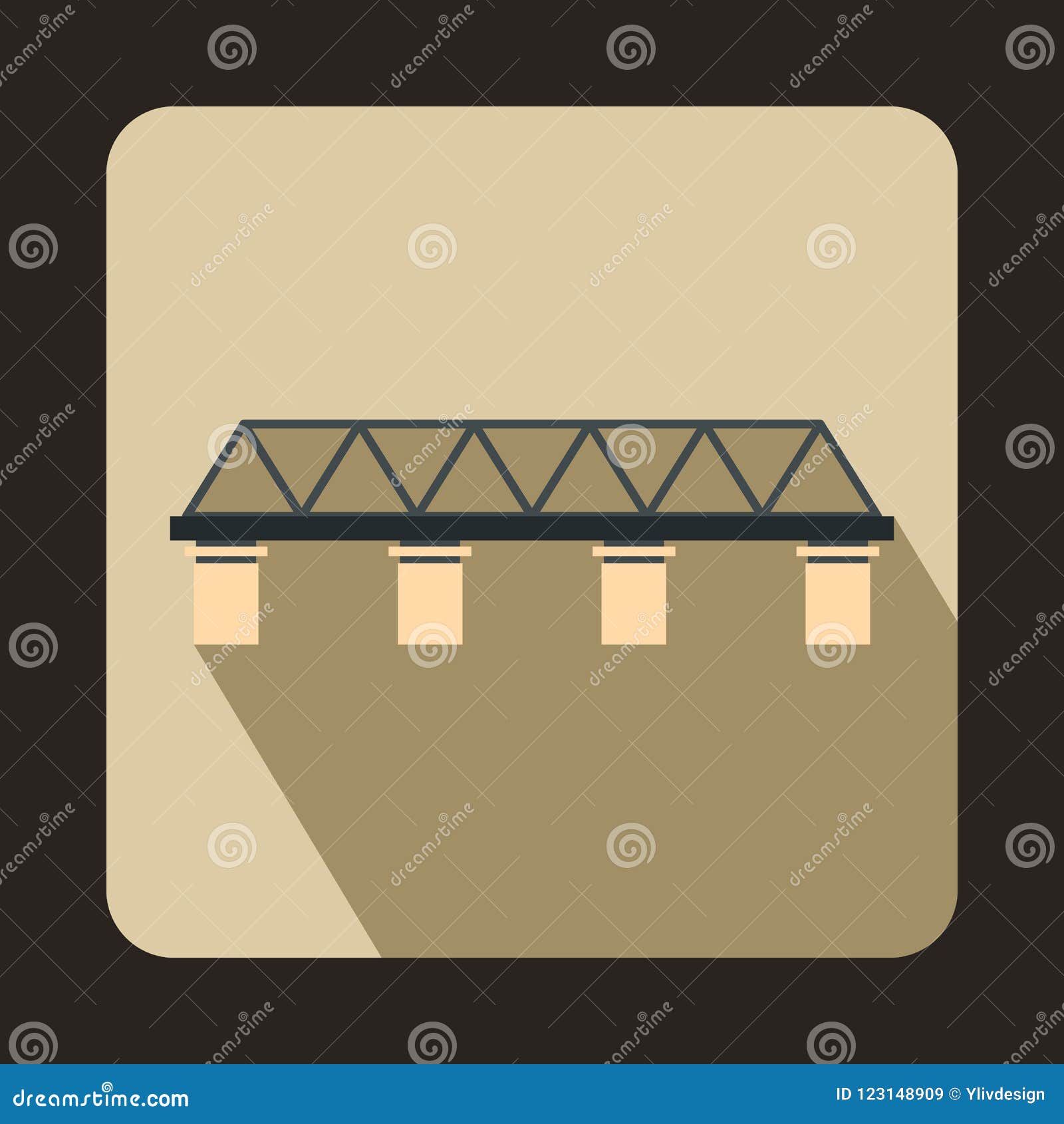 Bridge with Pillars Icon, Flat Style Stock Illustration - Illustration ...
