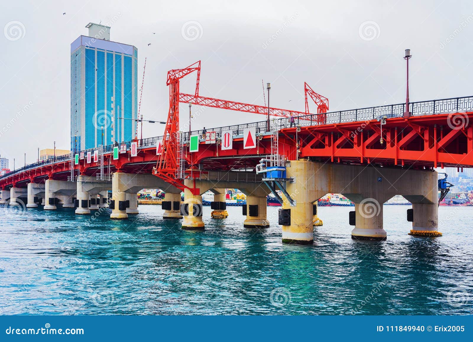 Bridge at port in Busan stock photo. Image of bridge - 111849940