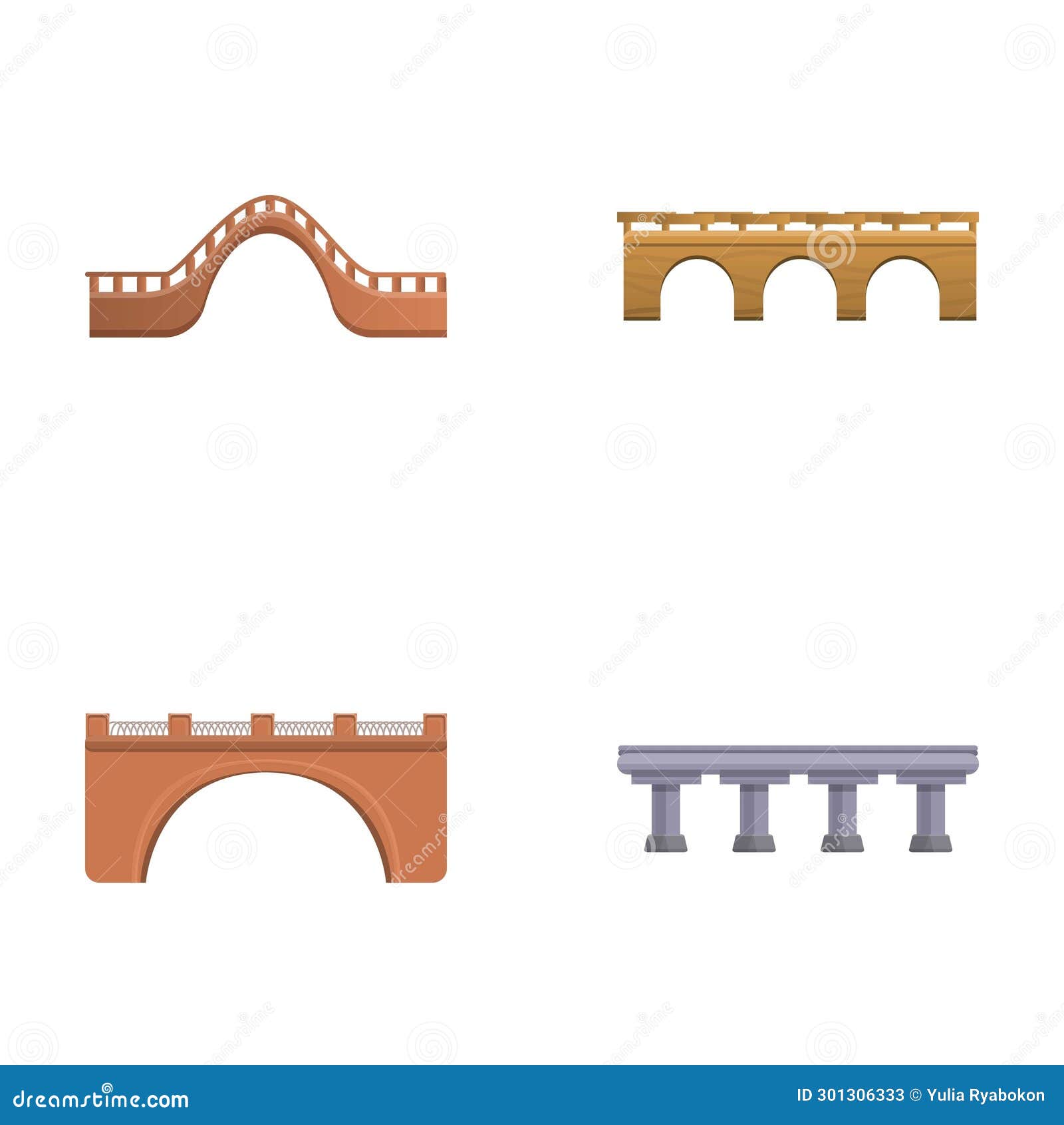 Bridge Project Icons Set Cartoon Vector. Various Type of Bridge Stock ...