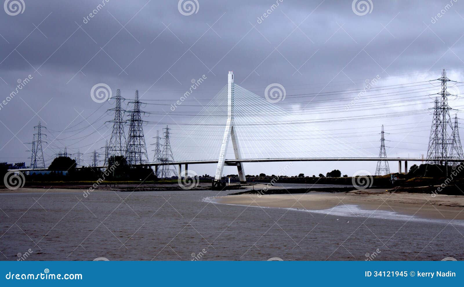 Bridge and Pylons stock image. Image of water, power - 34121945