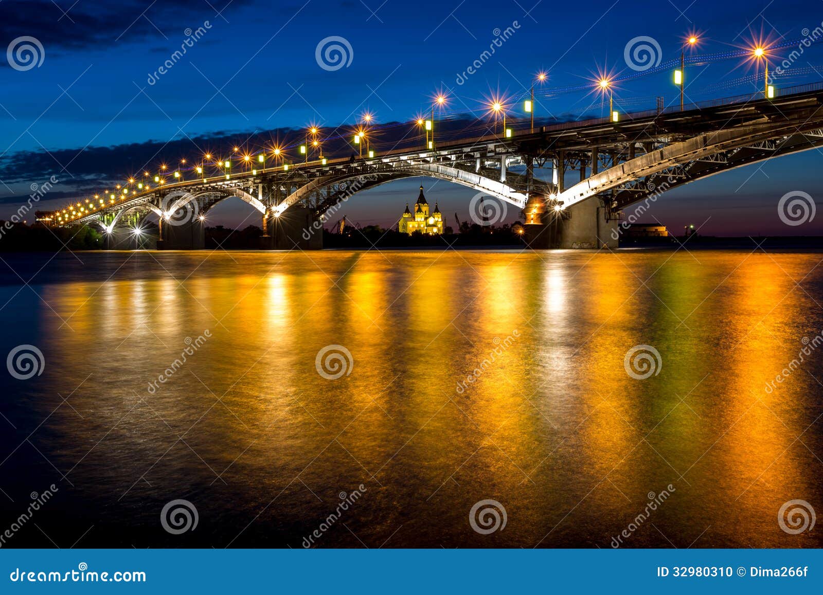 Bridge on a quiet night stock photo. Image of night, arch - 32980310