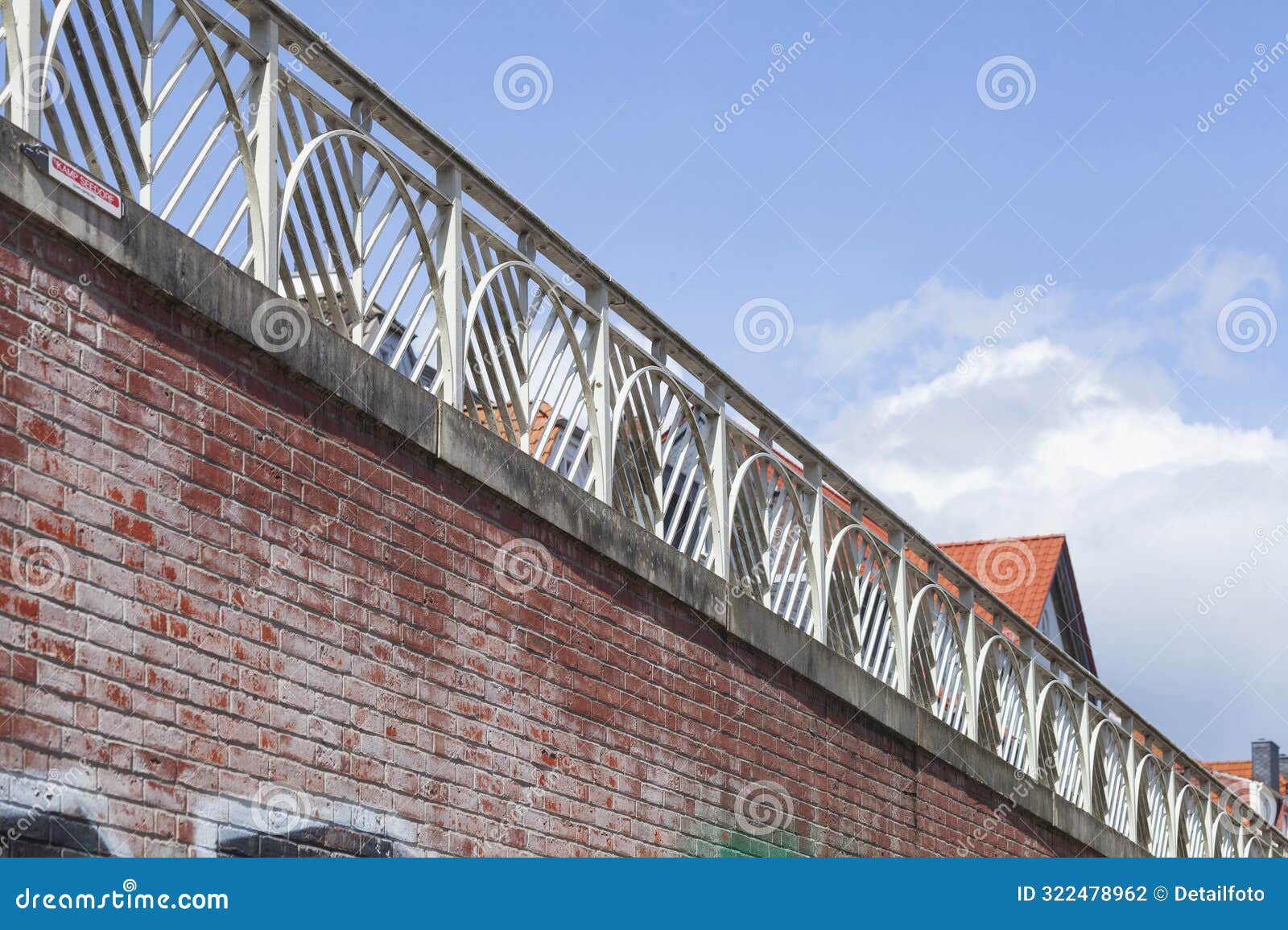 Bridge with Railing and Brick Wall Stock Photo - Image of brick ...