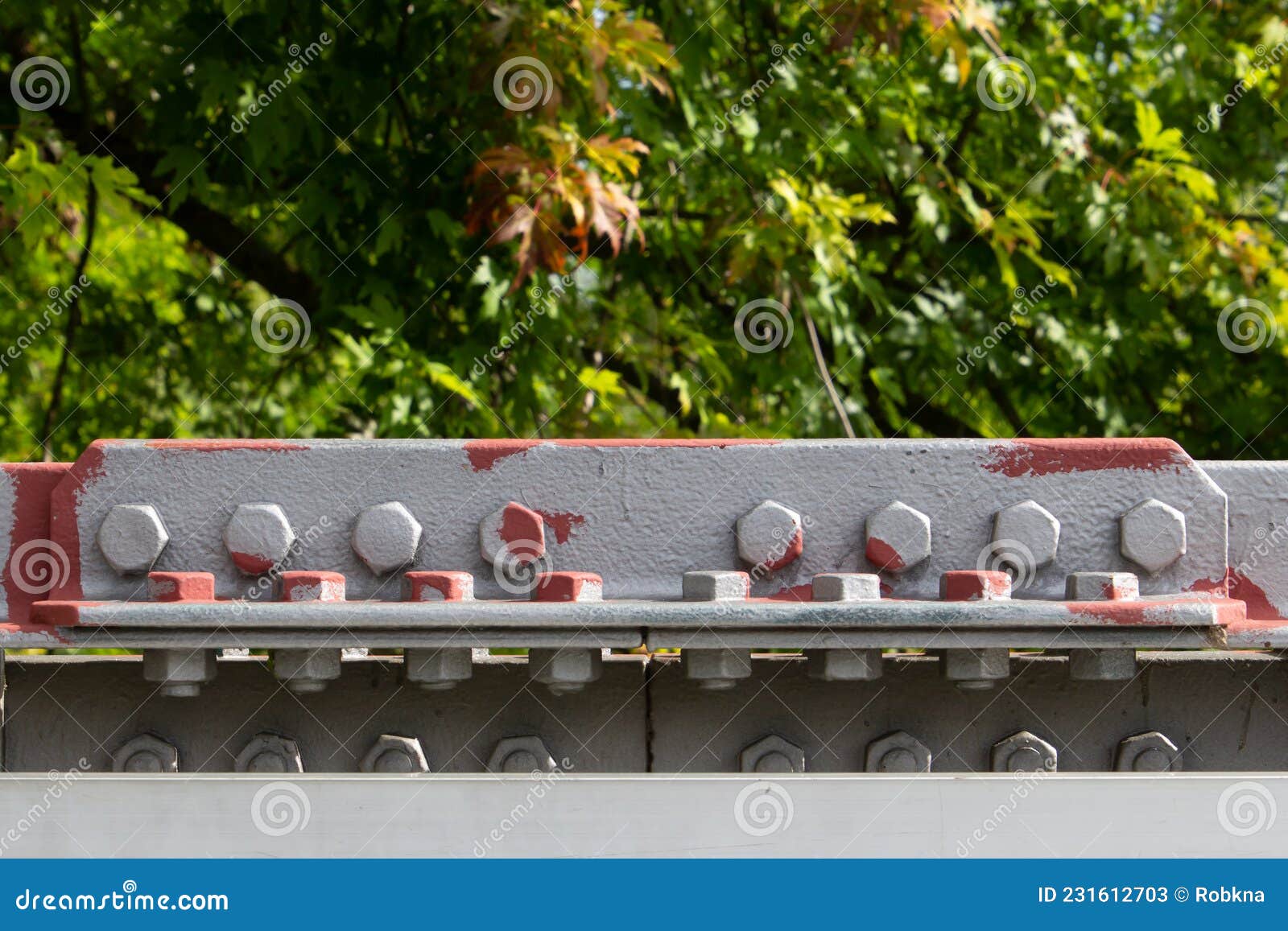 Bridge Railing Connected with Bolt and Nut Painted with Primer Paint ...