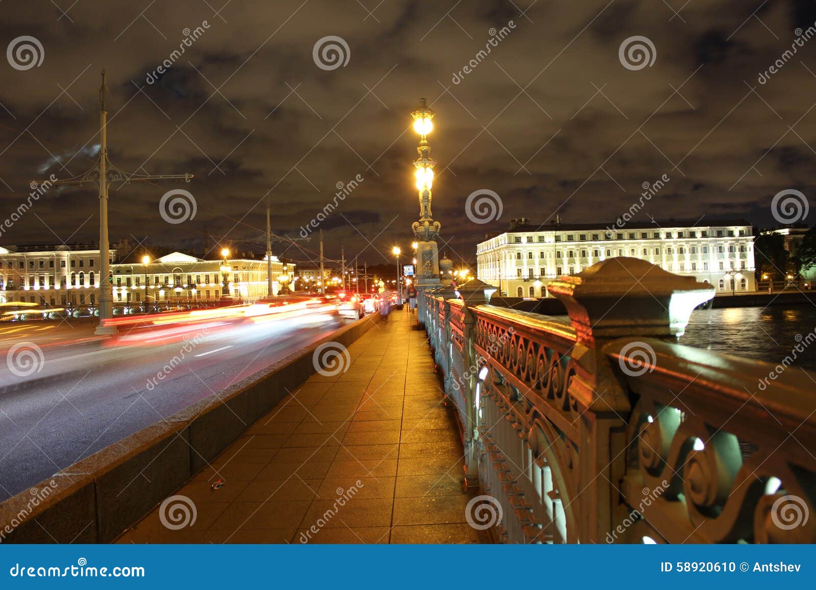 Bridge Railing on the Night. Stock Photo - Image of dark, exposure ...