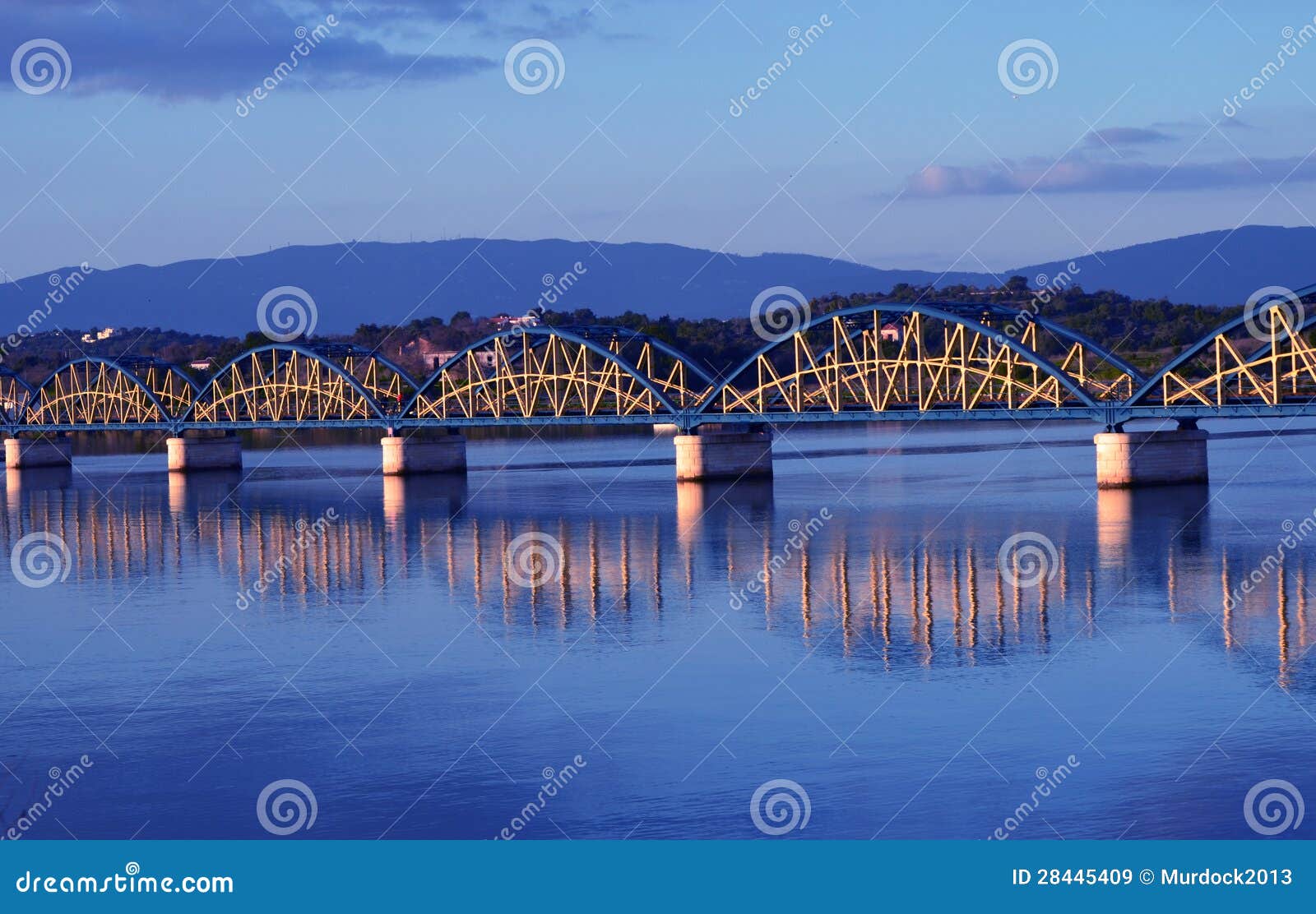 Bridge with reflection. stock image. Image of railroad - 28445409