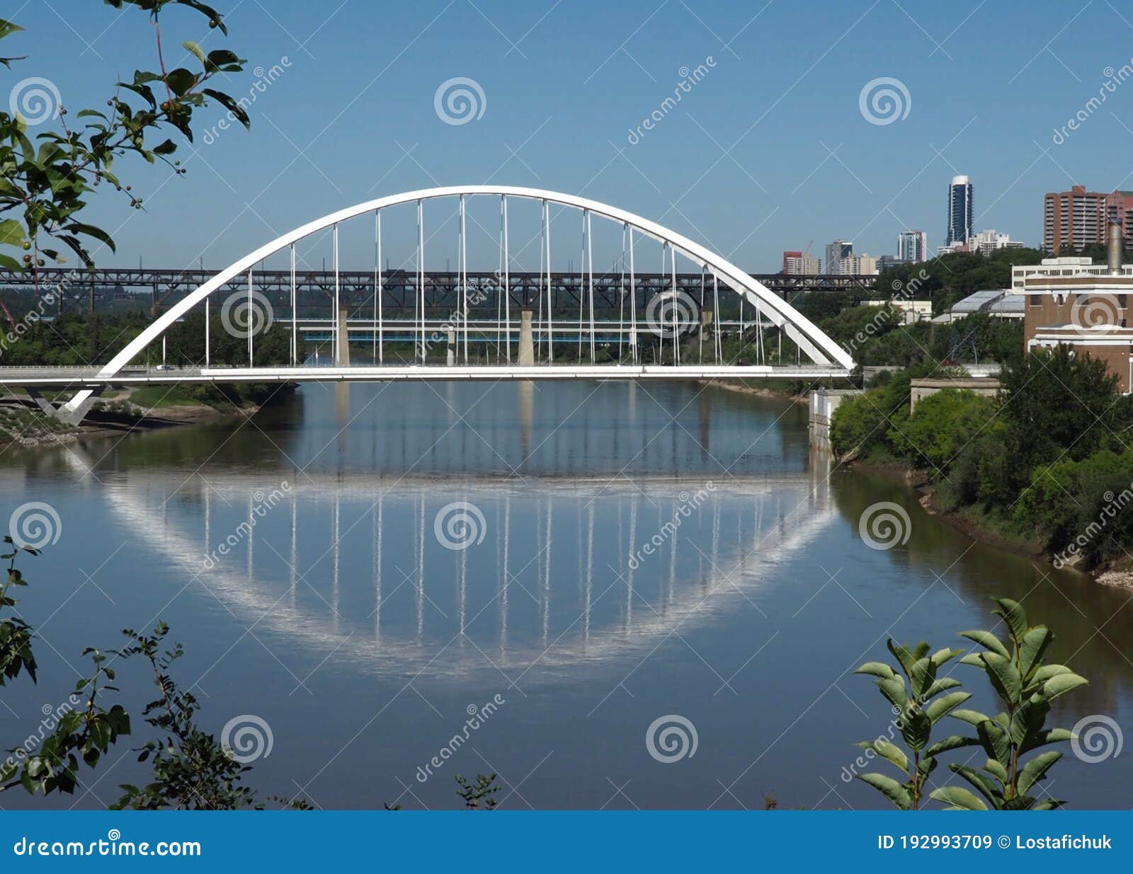 Edmonton Alberta with North Saskatchewan River and New Bridge Stock ...