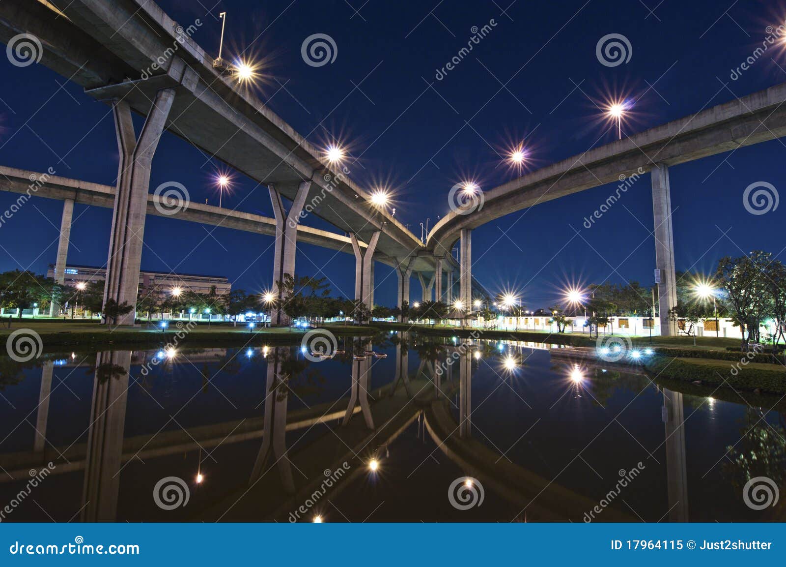 Bridge With Reflection On Columbia River At Night With Full Moon ...