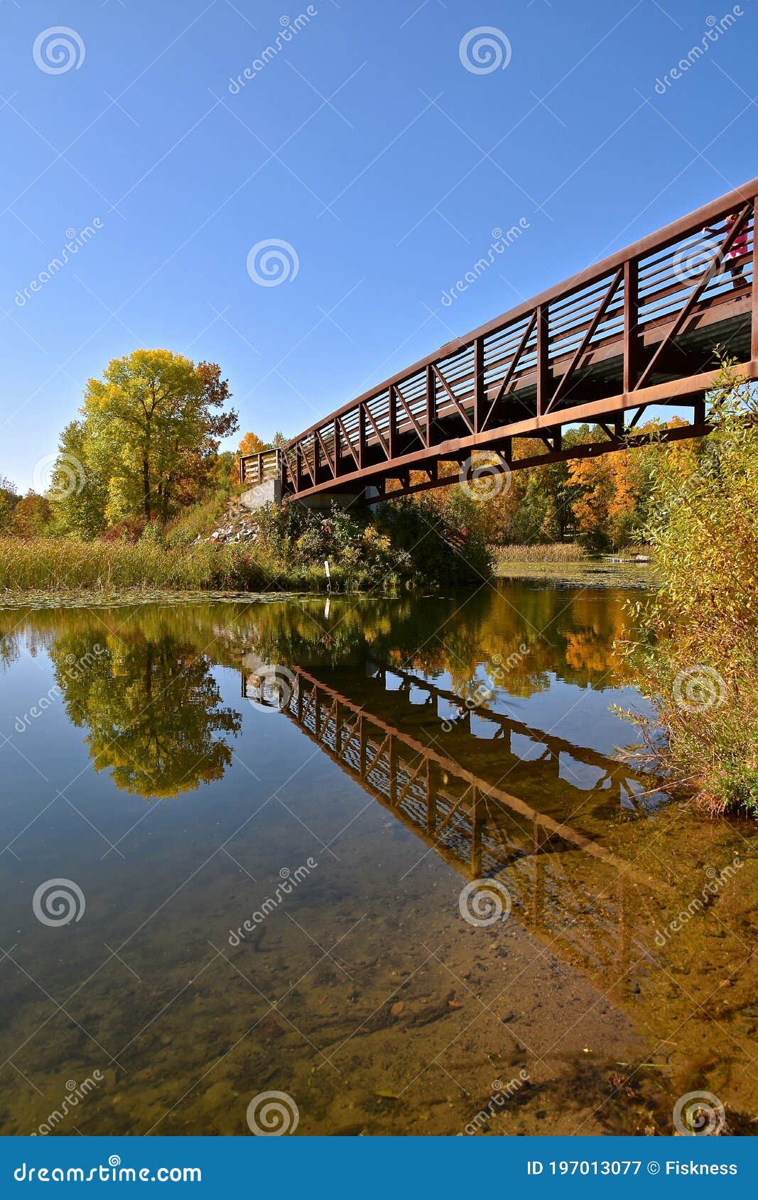 Bridge Reflection on the Water Below Stock Image - Image of autumn ...