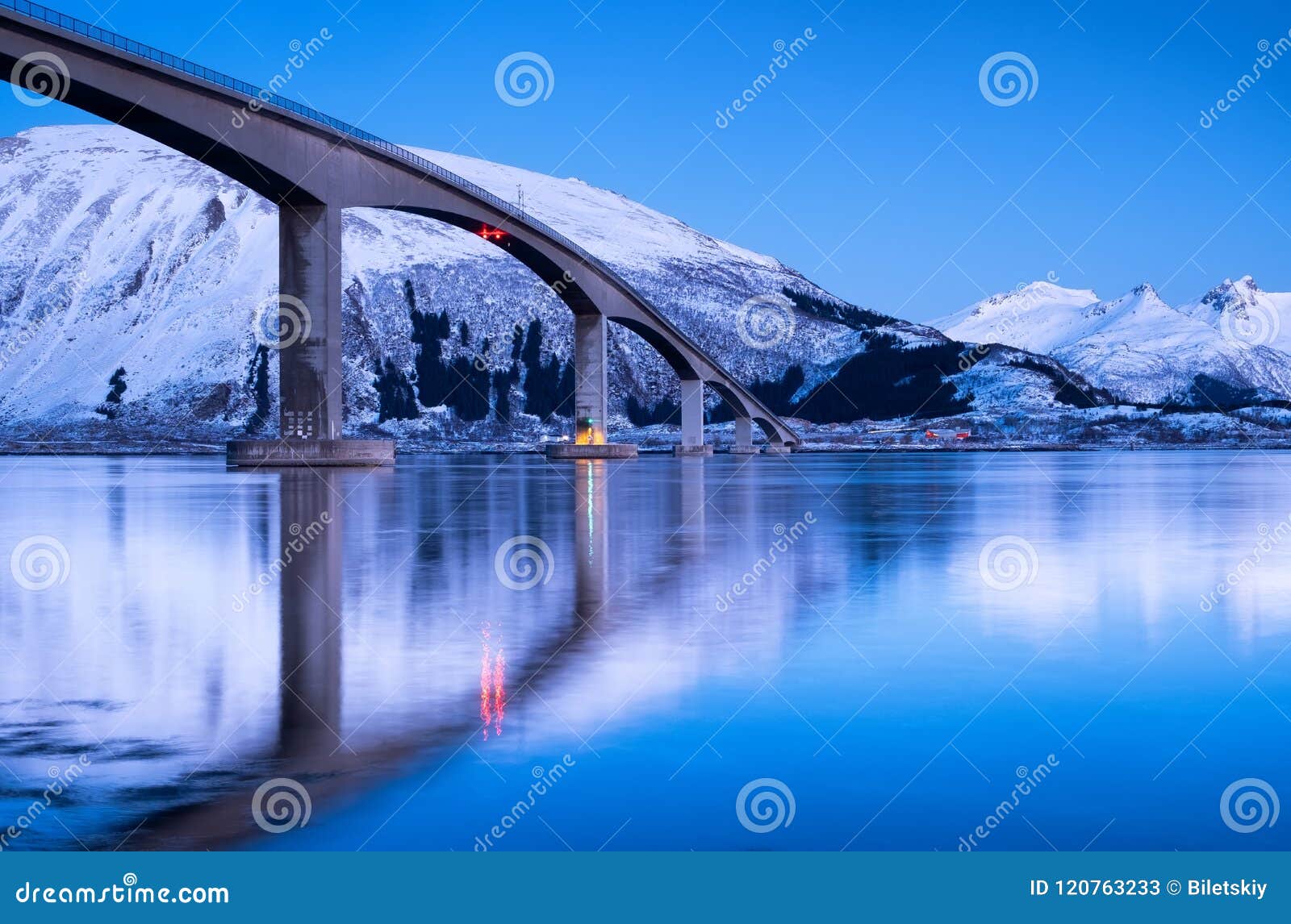 Bridge and Reflection on the Water Surface. Stock Image - Image of ...