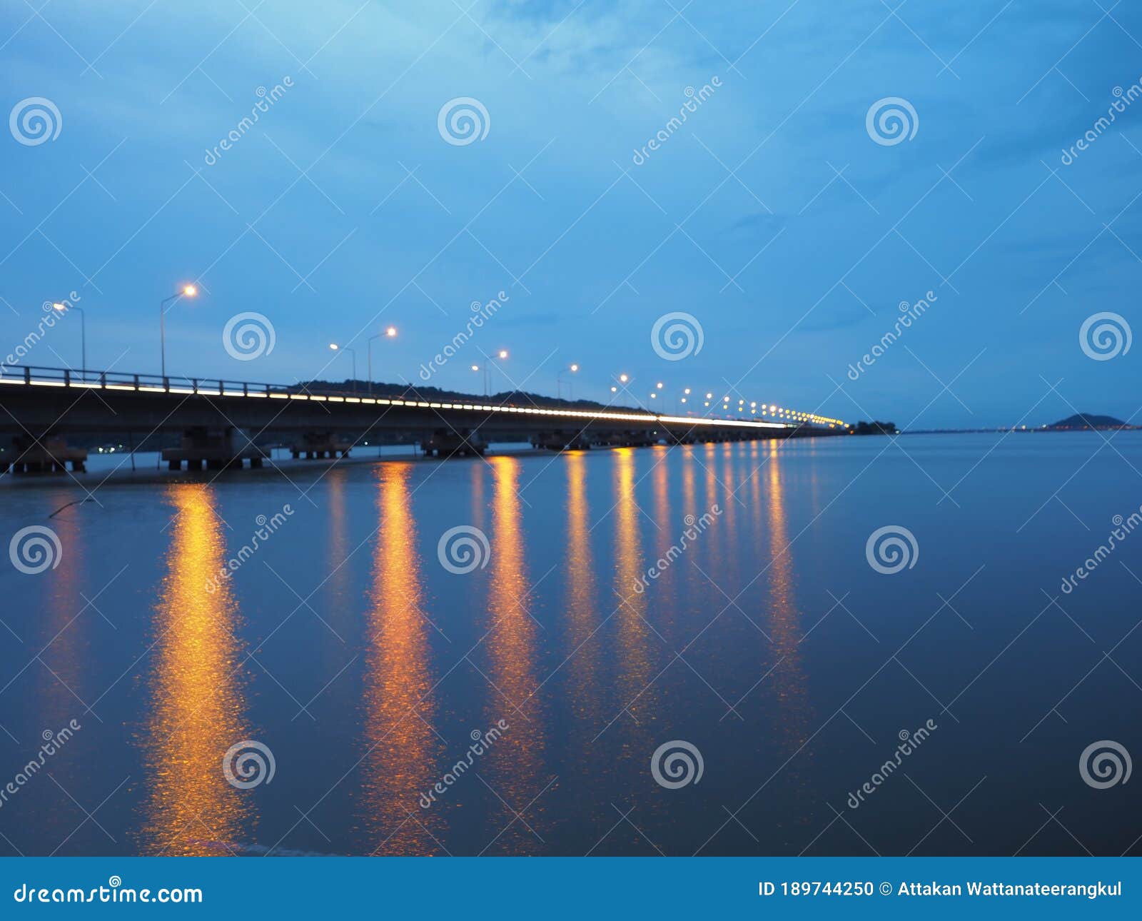Bridge and Reflections from the Light on the Water Surface Stock Photo ...