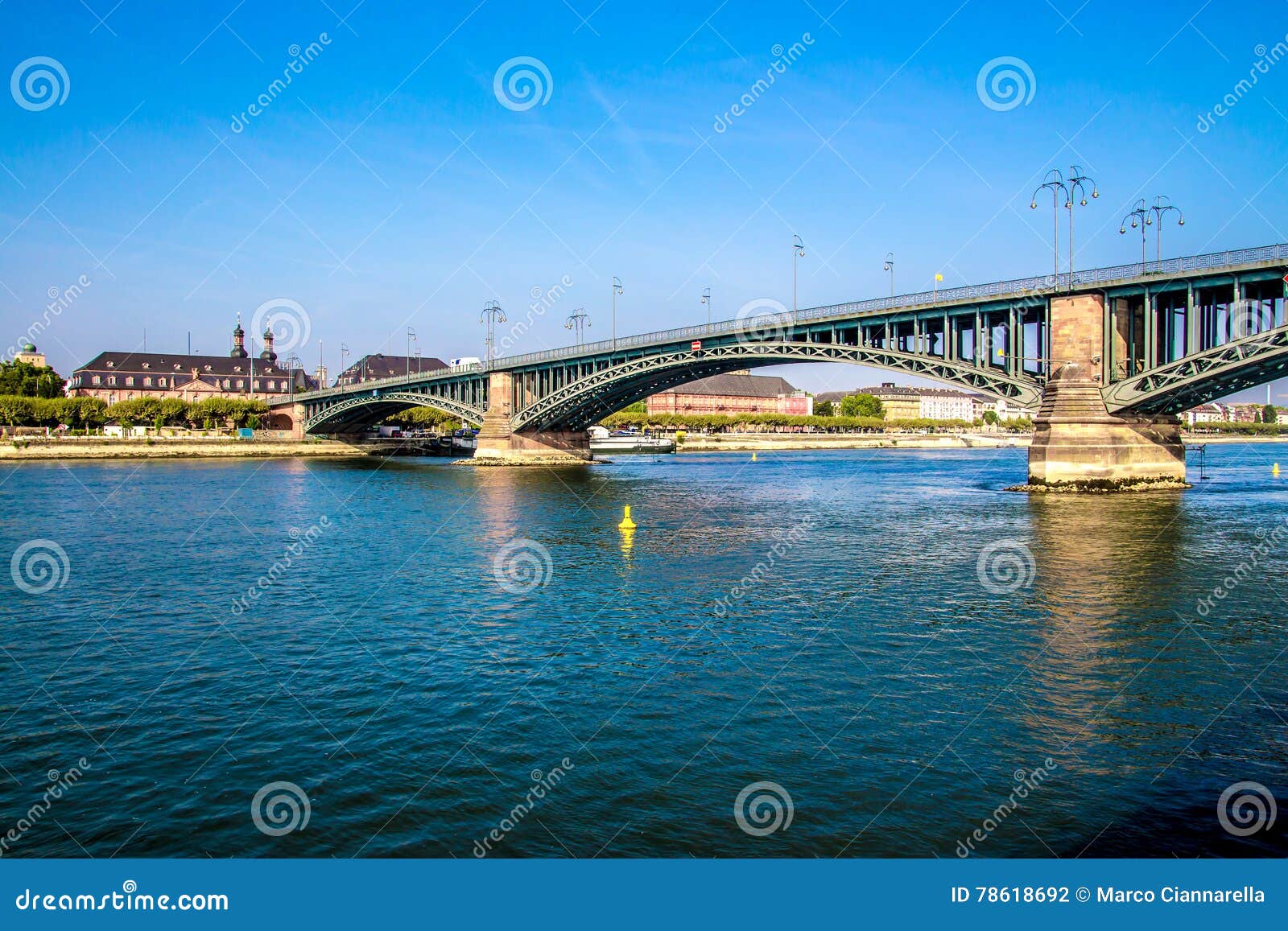 Bridge on the Rhine River, in Mainz, Germany Stock Photo - Image of ...