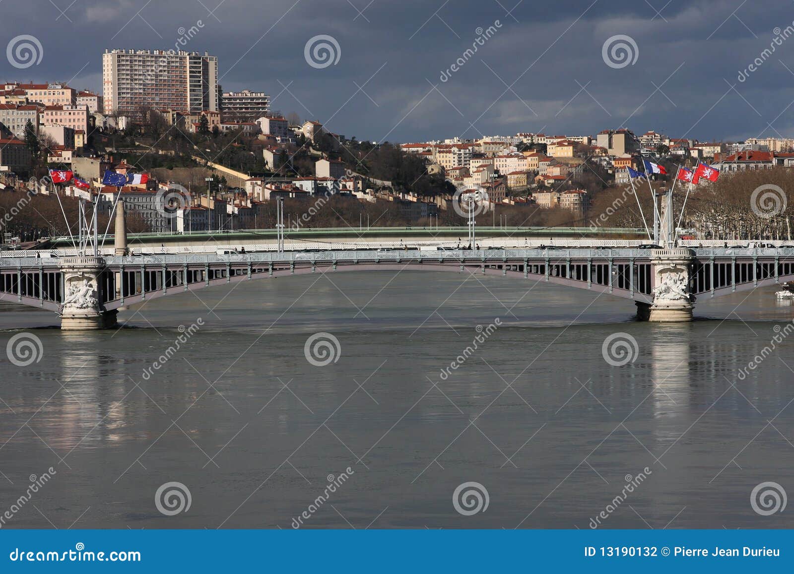 Bridge on Rhone River in Lyon Stock Photo - Image of building, rhone ...