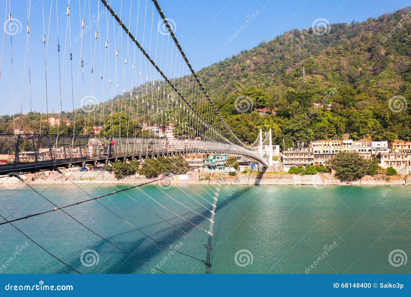 Bridge in Rishikesh stock photo. Image of destination - 68148400