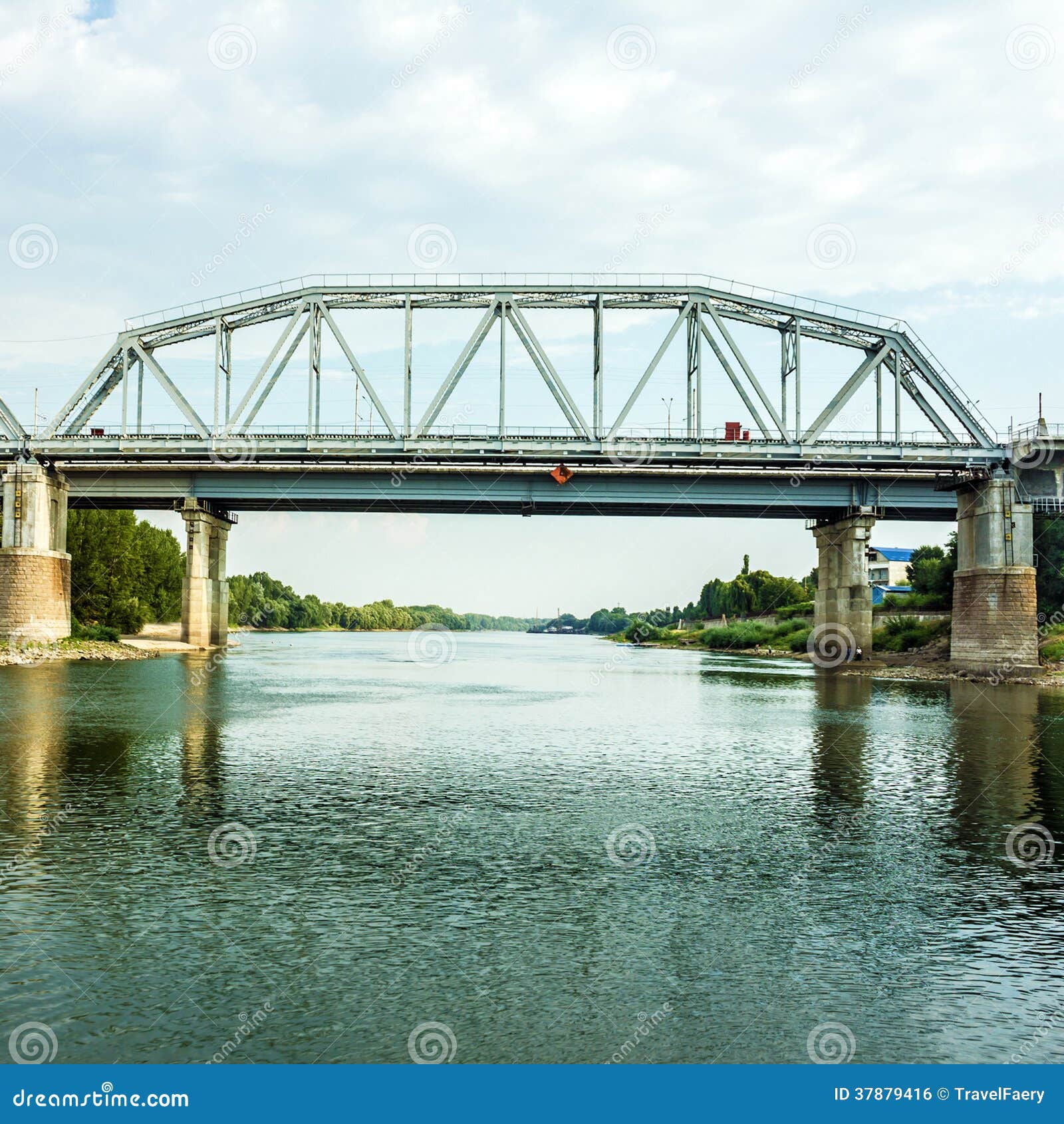 Bridge and River Bank of Dnestr in Transdniestria, Stock Photo - Image ...