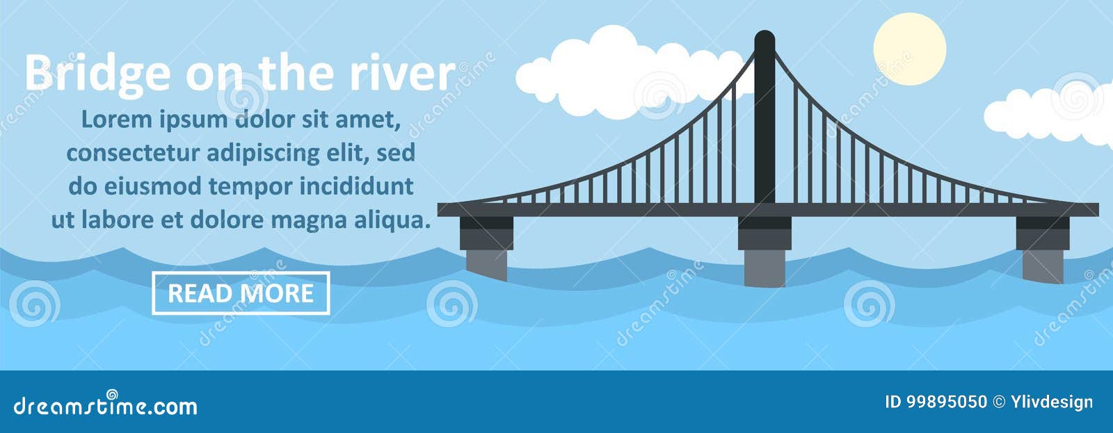 Bridge on the River Banner Horizontal Concept Stock Vector ...
