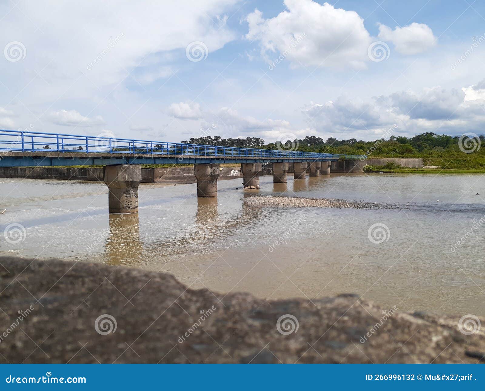 The bridge in river stock photo. Image of coast, shore - 266996132