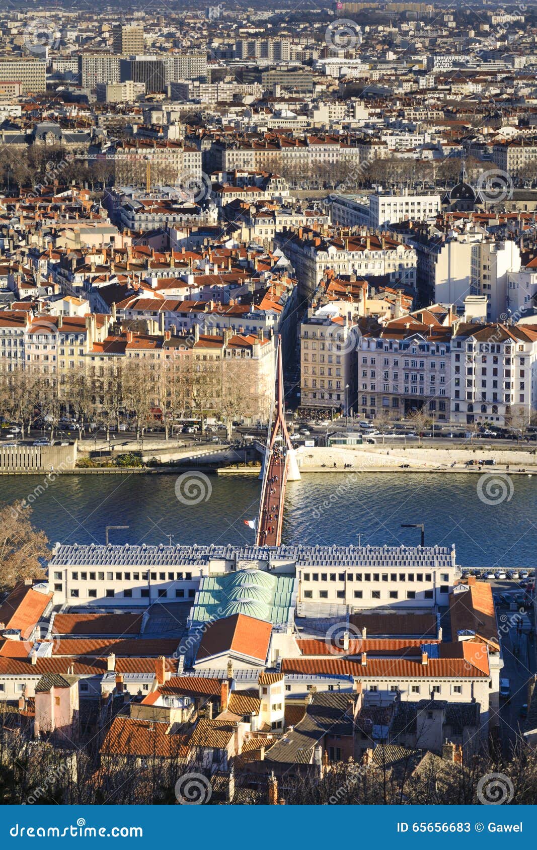 Bridge, River and Rooftop, Lyon, France Stock Image - Image of outdoor ...