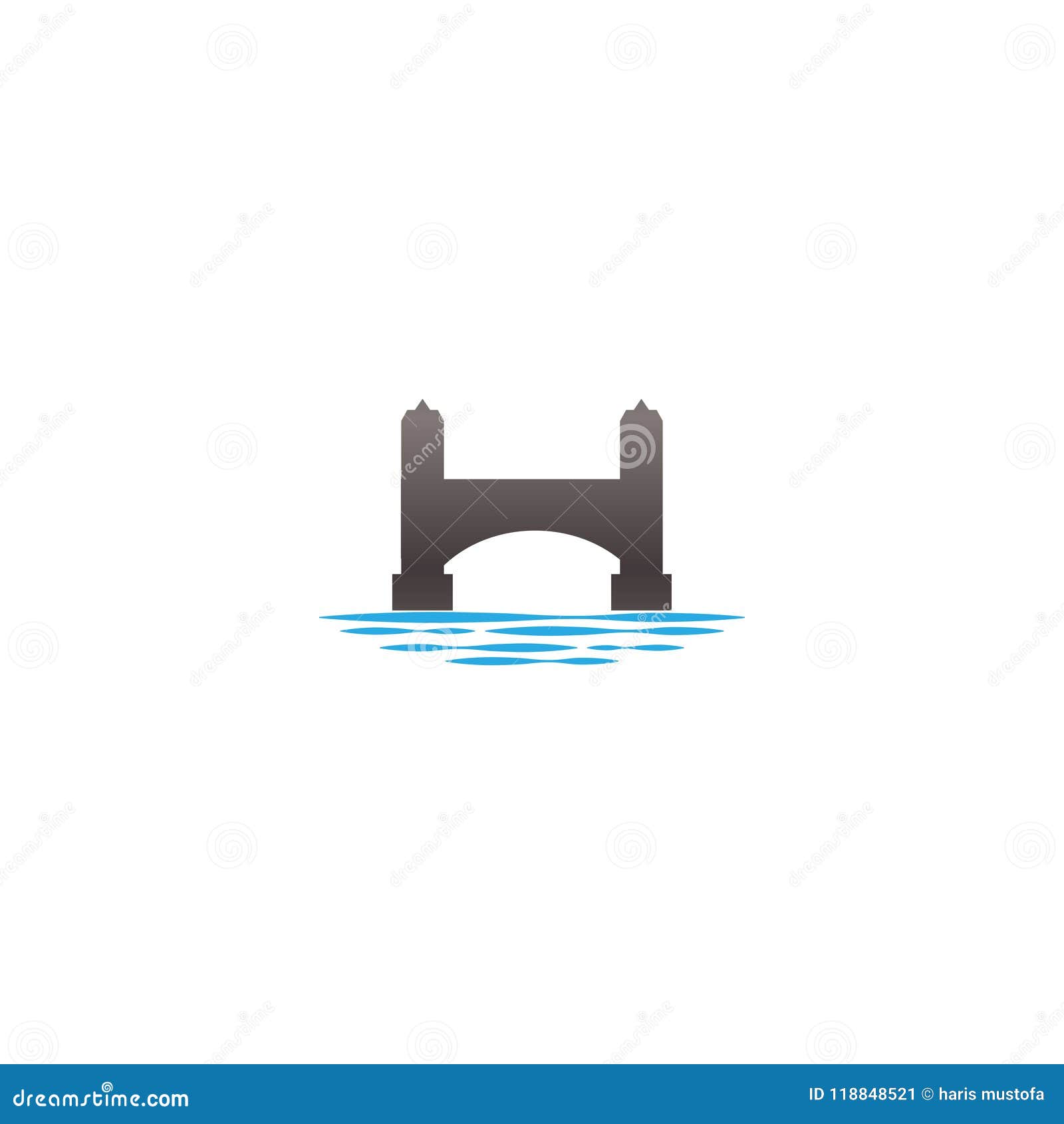 Bridge and River Surface Illustration Logo Design Stock Vector ...