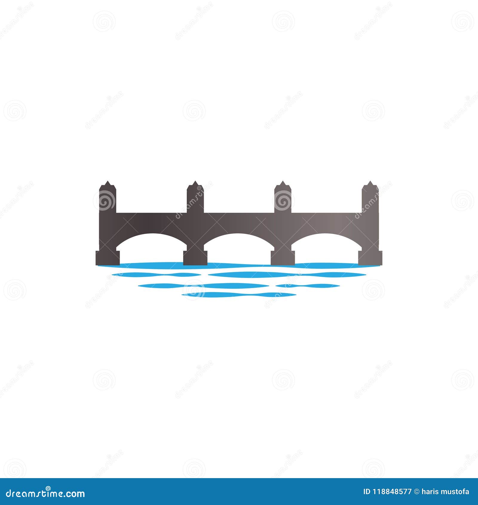 Bridge and River Surface Illustration Logo Design Stock Vector ...