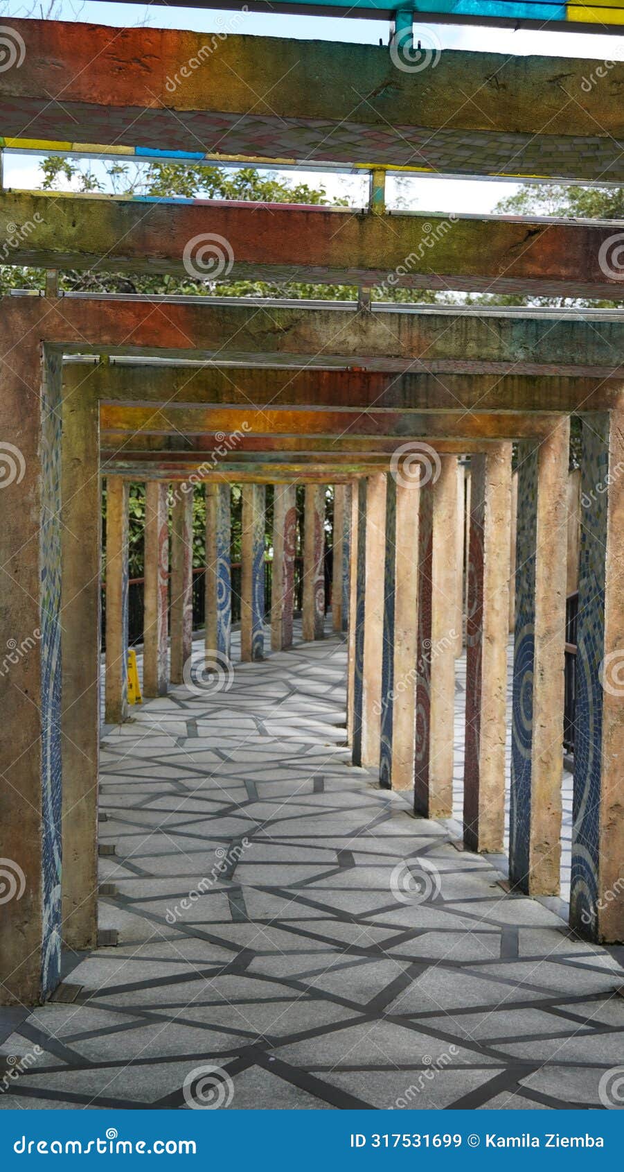 Bridge in the Road Column Bridge Stock Image - Image of arch, wood ...