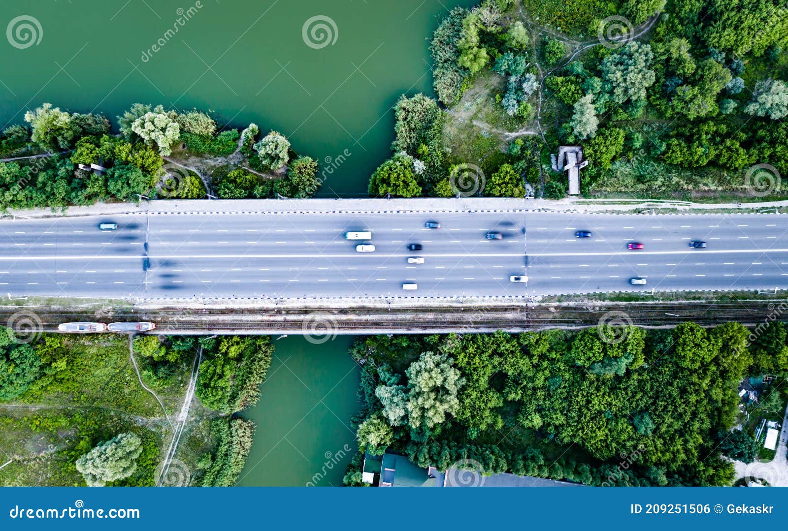 Bridge with Road Over the River Stock Photo - Image of construction ...