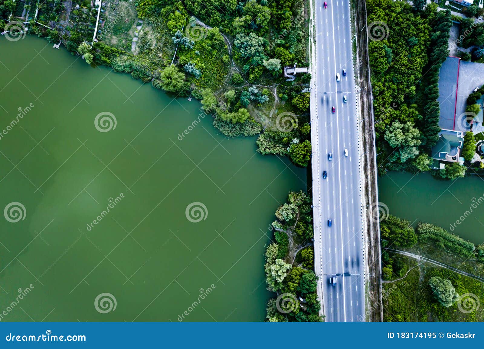 Bridge with Road Over the River Stock Image - Image of background, city ...