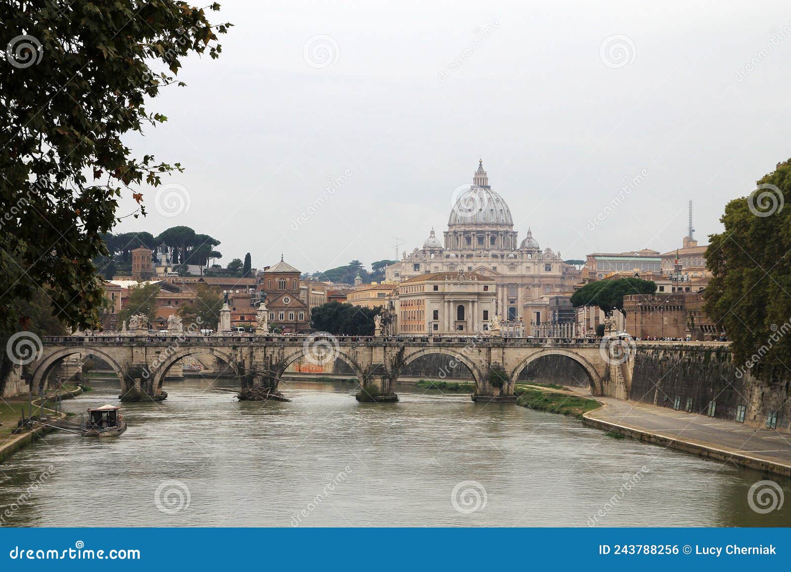 The bridge in Rome stock photo. Image of tourism, river - 243788256