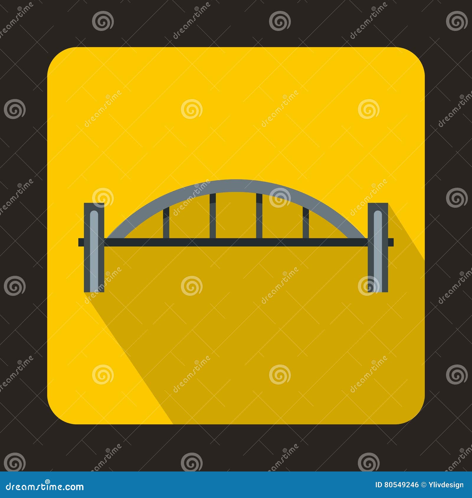 Bridge with Round Pillars Icon, Flat Style Stock Vector - Illustration ...