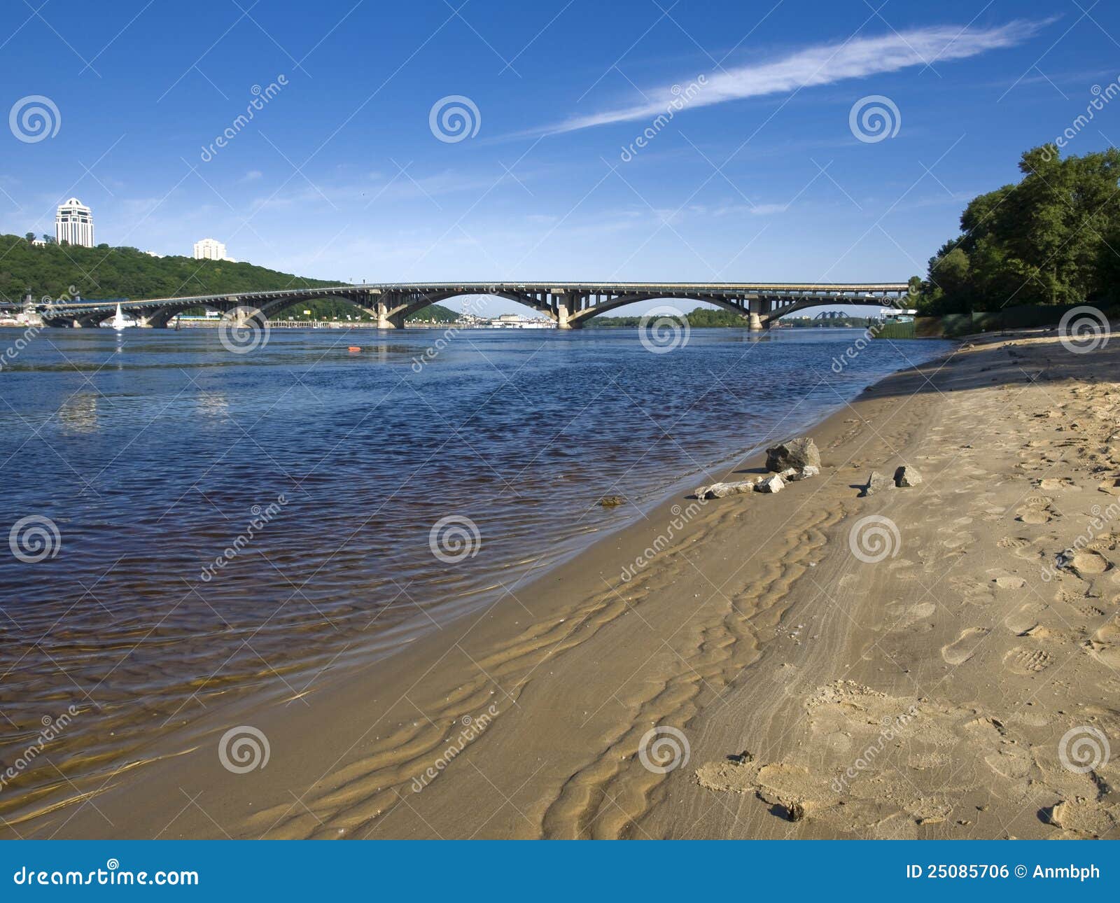 The Bridge with a Sandy Beach Stock Photo - Image of building, peace ...