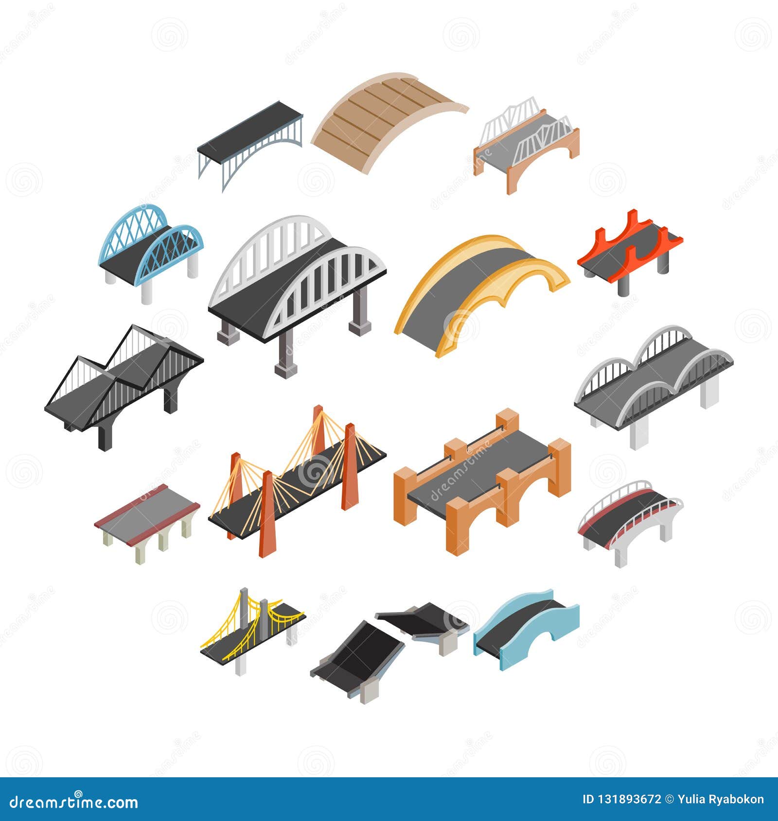 Bridge set icons stock vector. Illustration of graphic - 131893672