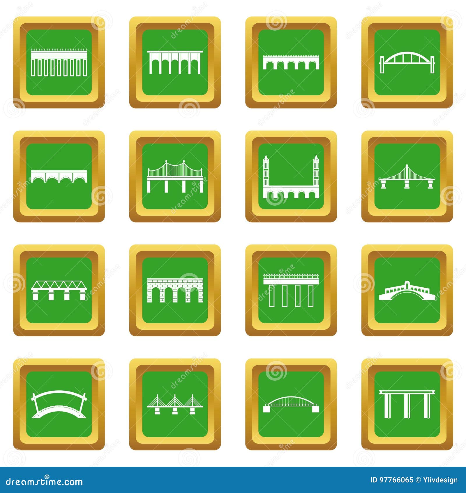 Bridge set icons set green stock vector. Illustration of bridge - 97766065