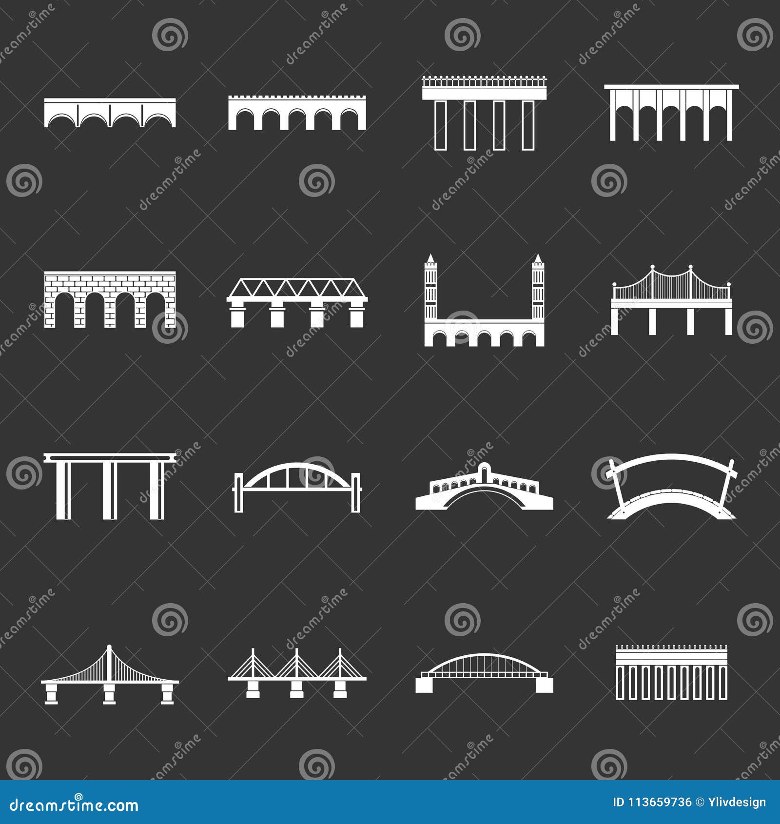 Bridge set grey vector stock vector. Illustration of connection - 113659736