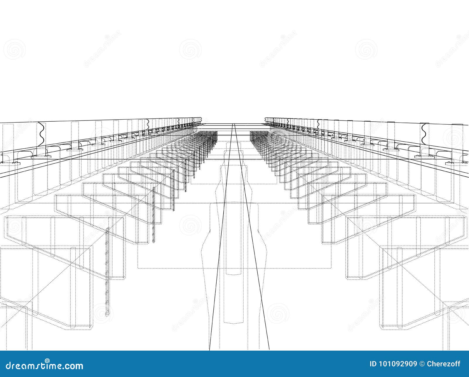 Bridge sketch. Vector stock vector. Illustration of wireframe - 101092909