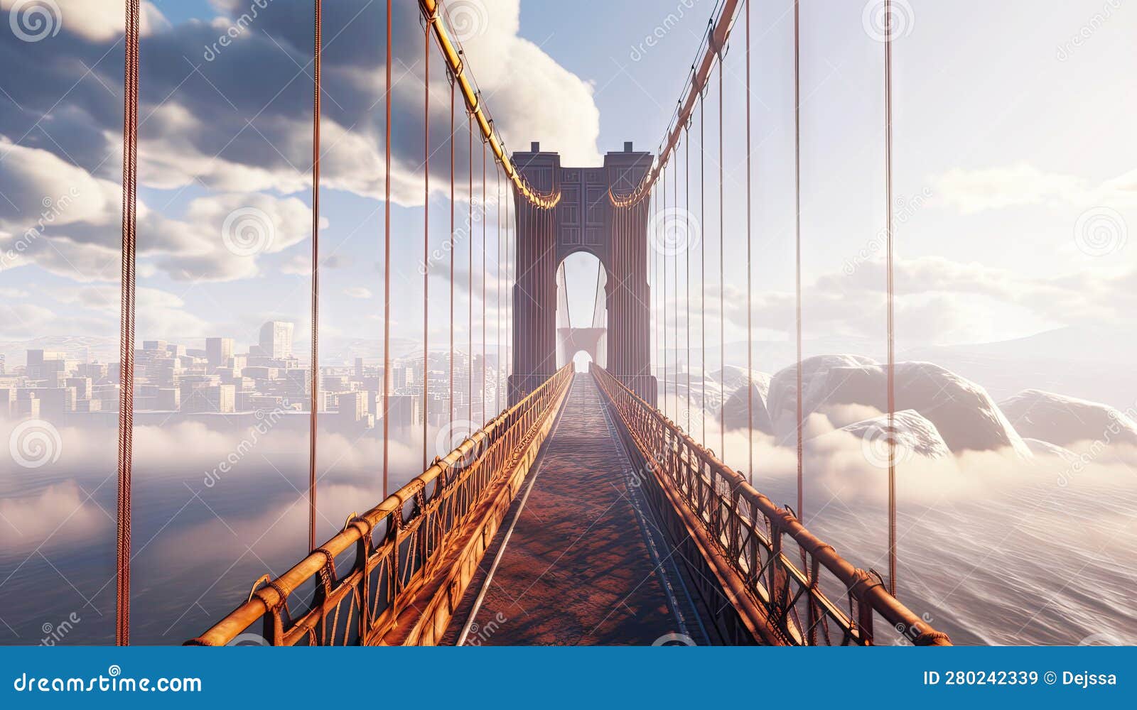 A Bridge in the Sky, Hanging Above the Clouds. Ai Generated Stock ...