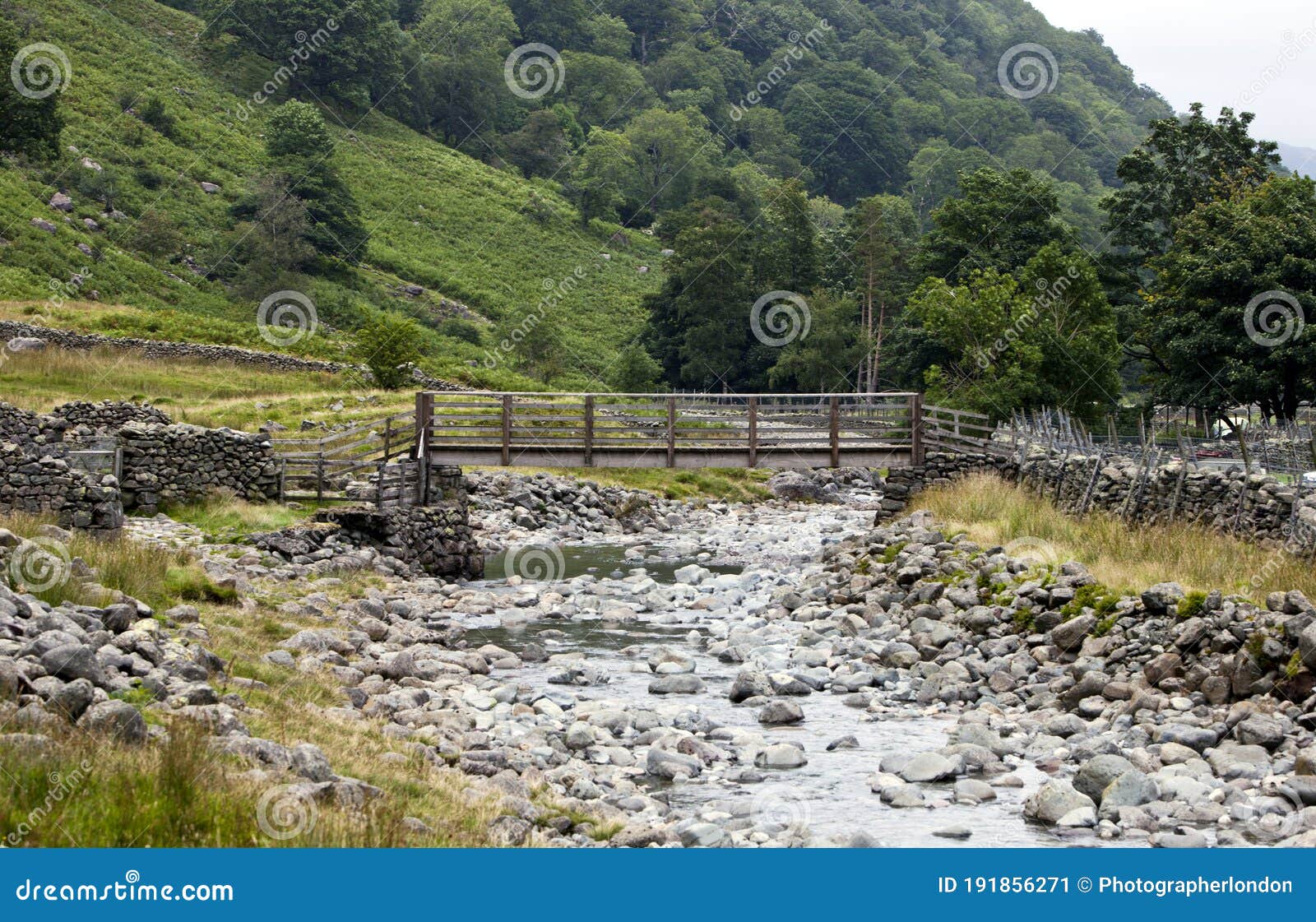 Bridge with Slow Flowing River in Countryside Stock Image - Image of ...