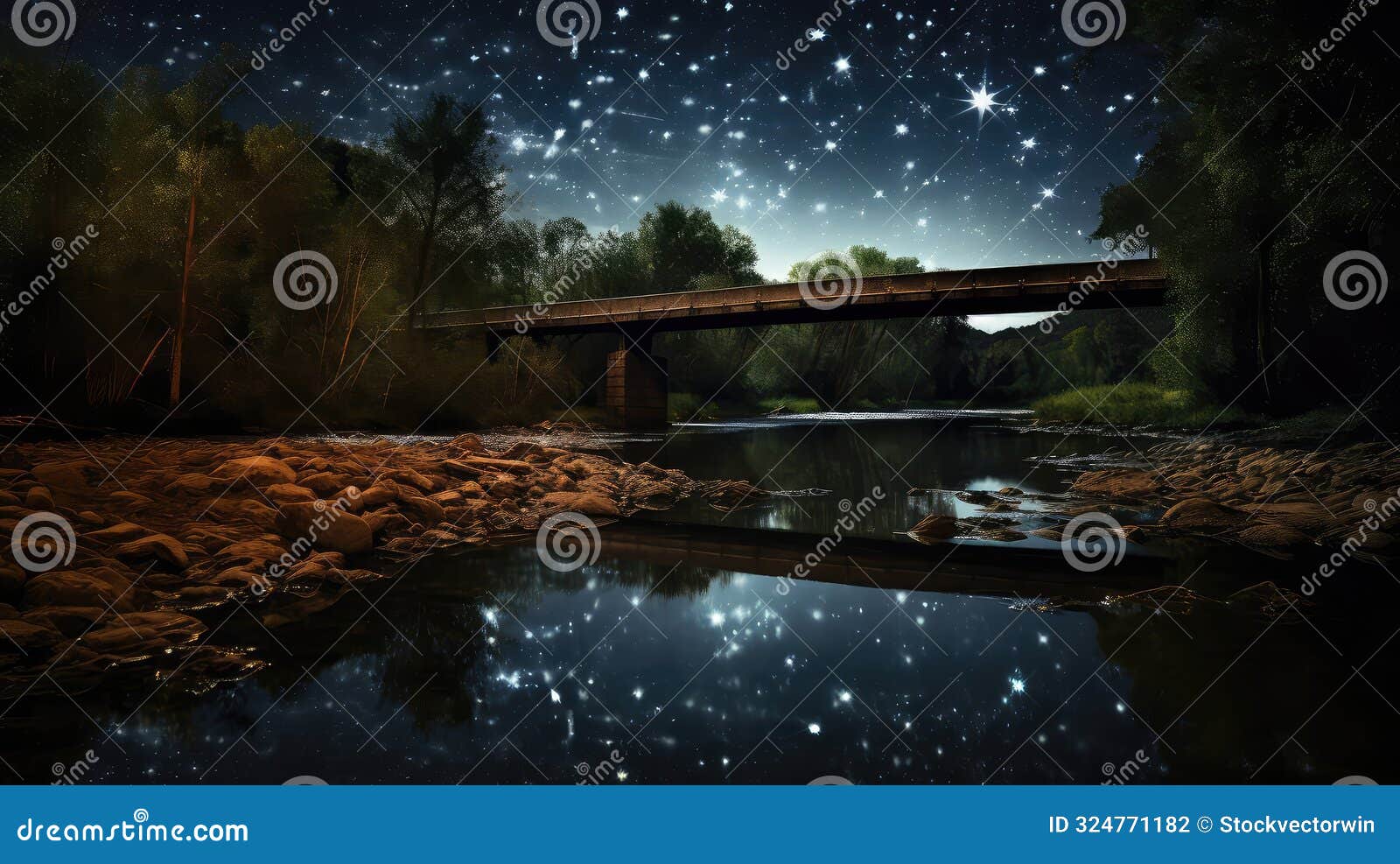 Bridge star reflection stock illustration. Illustration of downstream ...