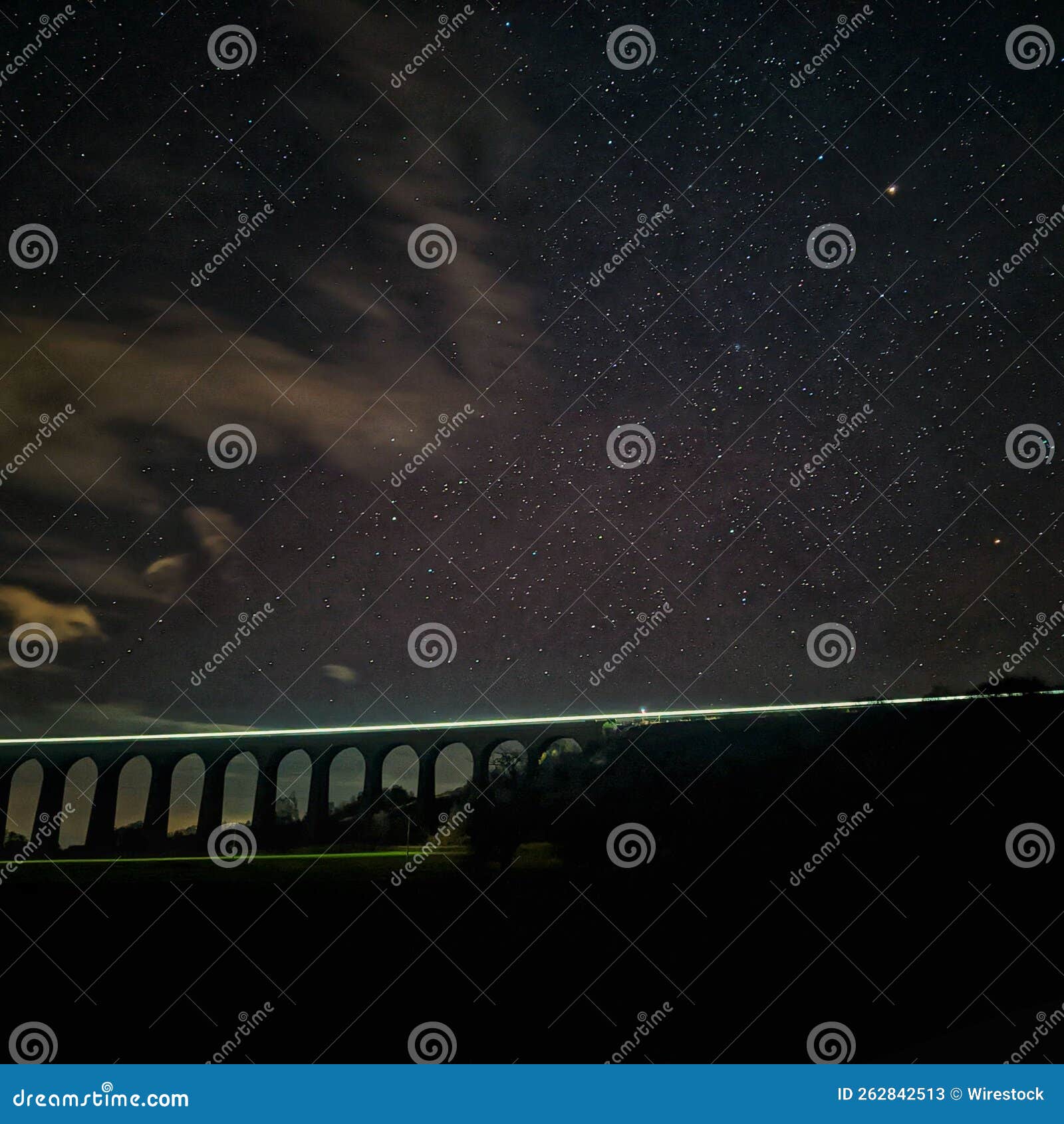 Bridge with Starry Sky in the Background at Night Stock Image - Image ...
