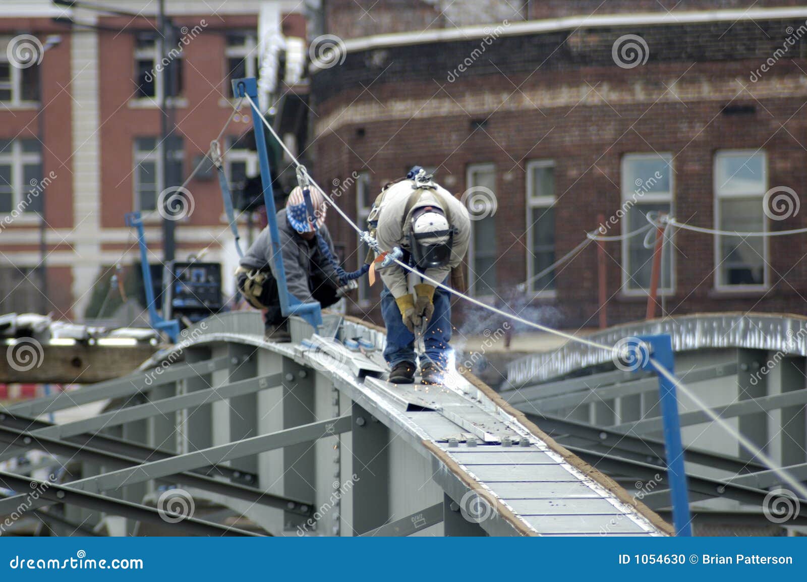 Bridge Steel Construction Welder Stock Photo - Image of wires, height ...