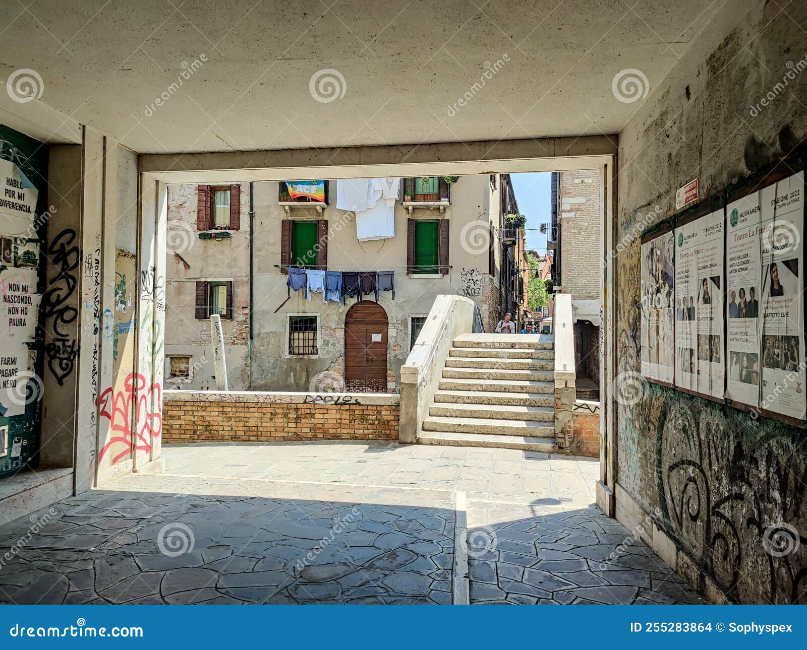 Bridge and Steps through a Tunnel in Venice, Italy Editorial Stock ...