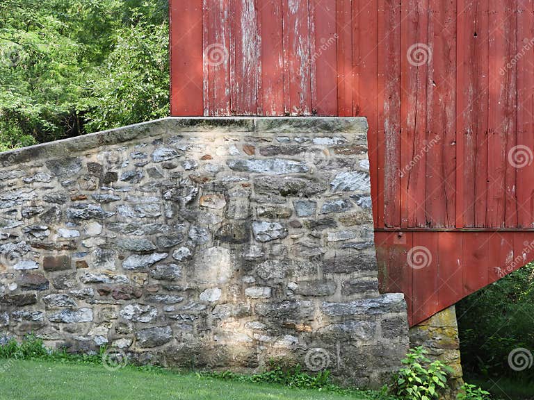 1859 Historic Covered Bridge Stone Support Poole Forge USA Stock Image ...