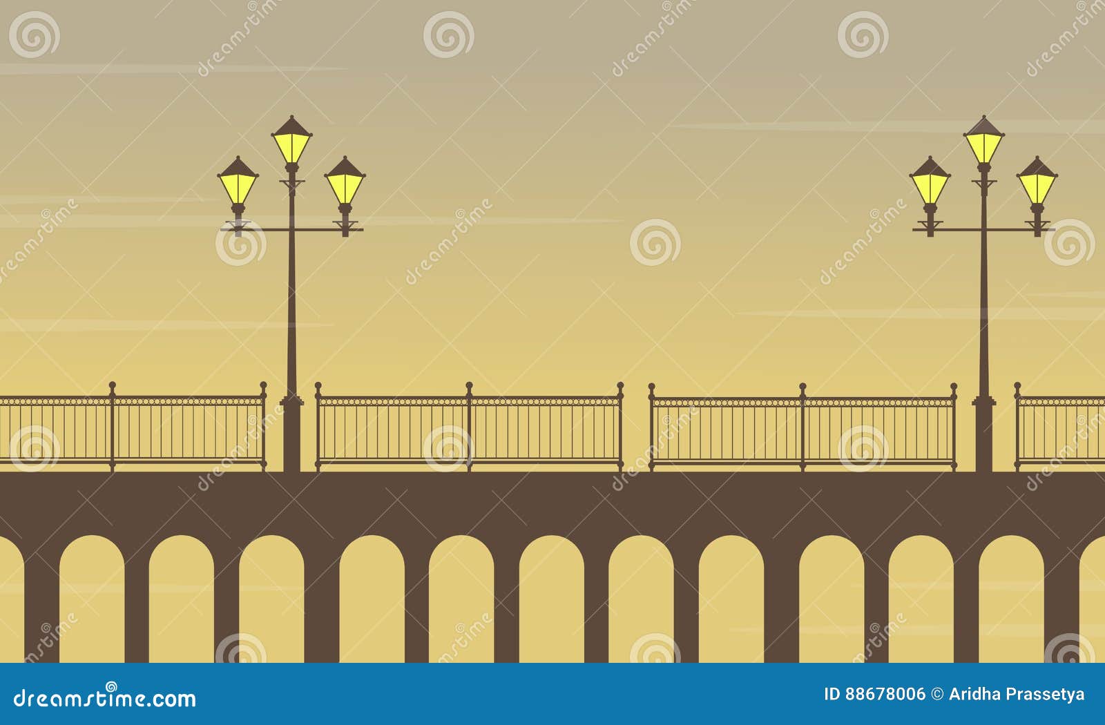 On Bridge Street Lamp Scenery Stock Vector - Illustration of city, life ...