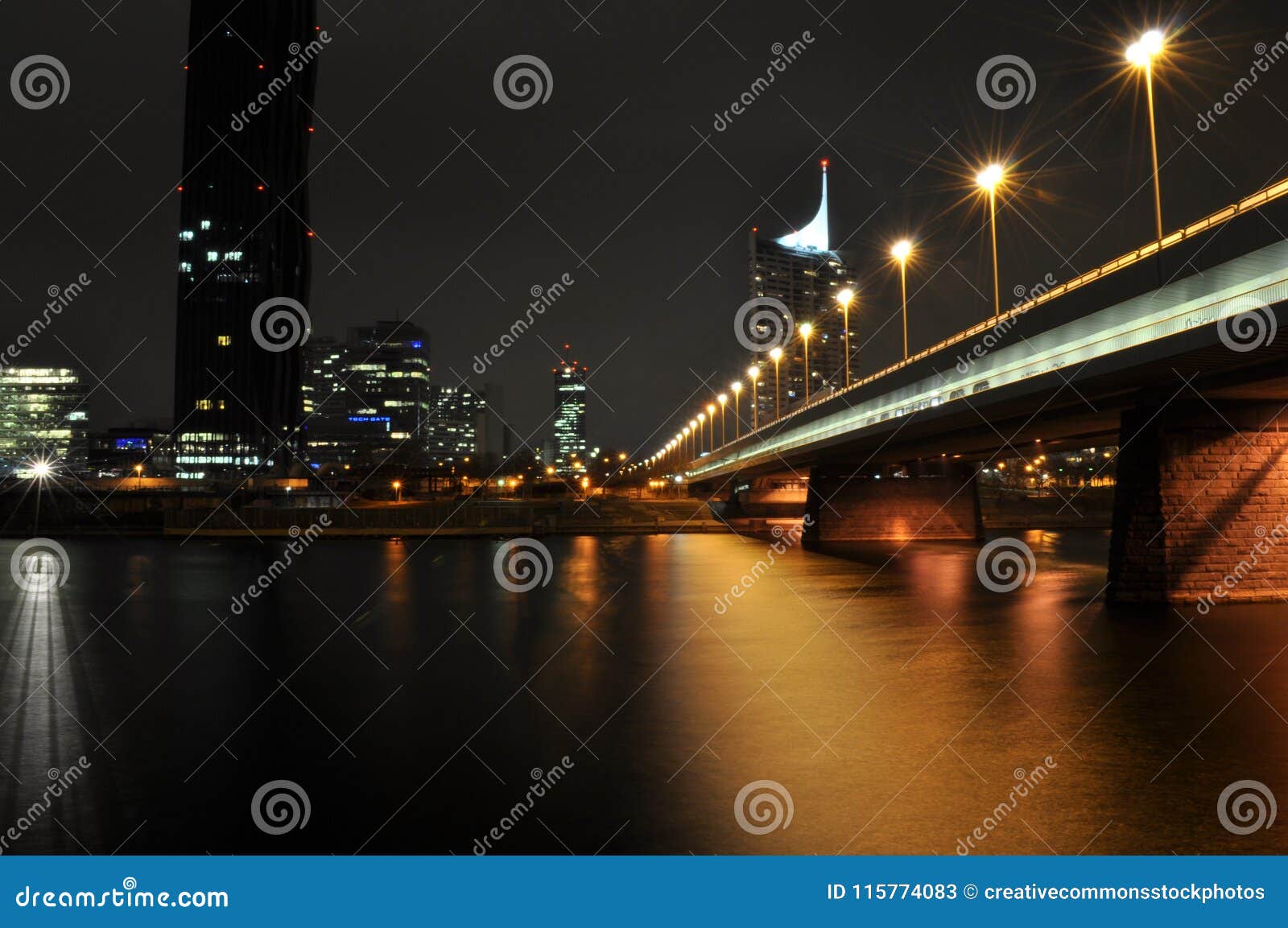 Bridge With Street Lights Picture. Image: 115774083