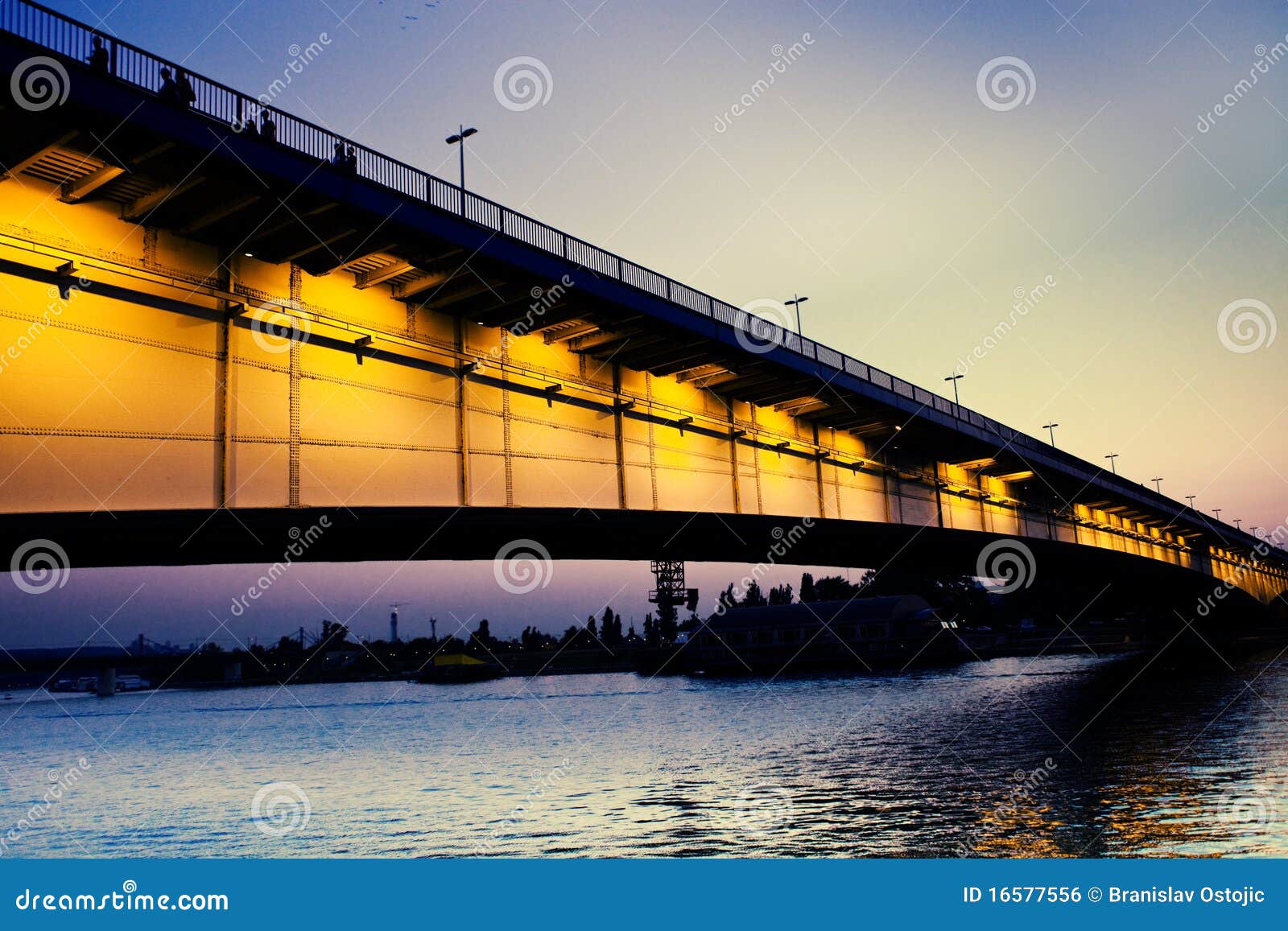 Bridge at sunset stock photo. Image of city, sava, walk - 16577556