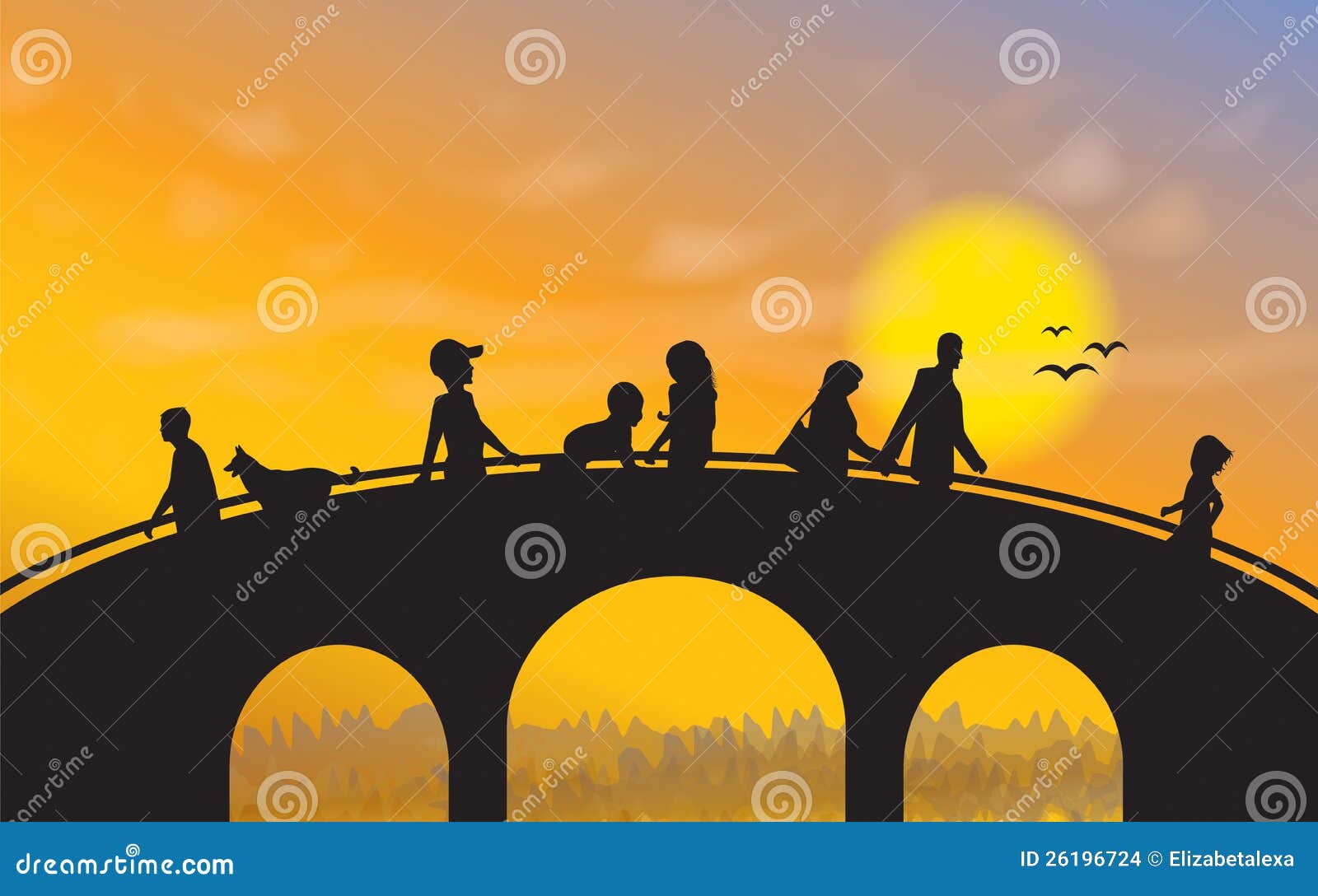 Bridge at sunset stock vector. Illustration of glowing - 26196724